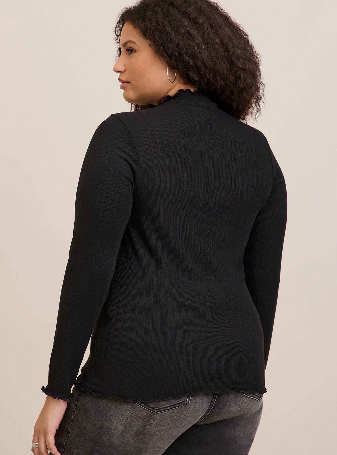 Plus Size - Knit Rib Lettuce Edge Turteneck - Torrid