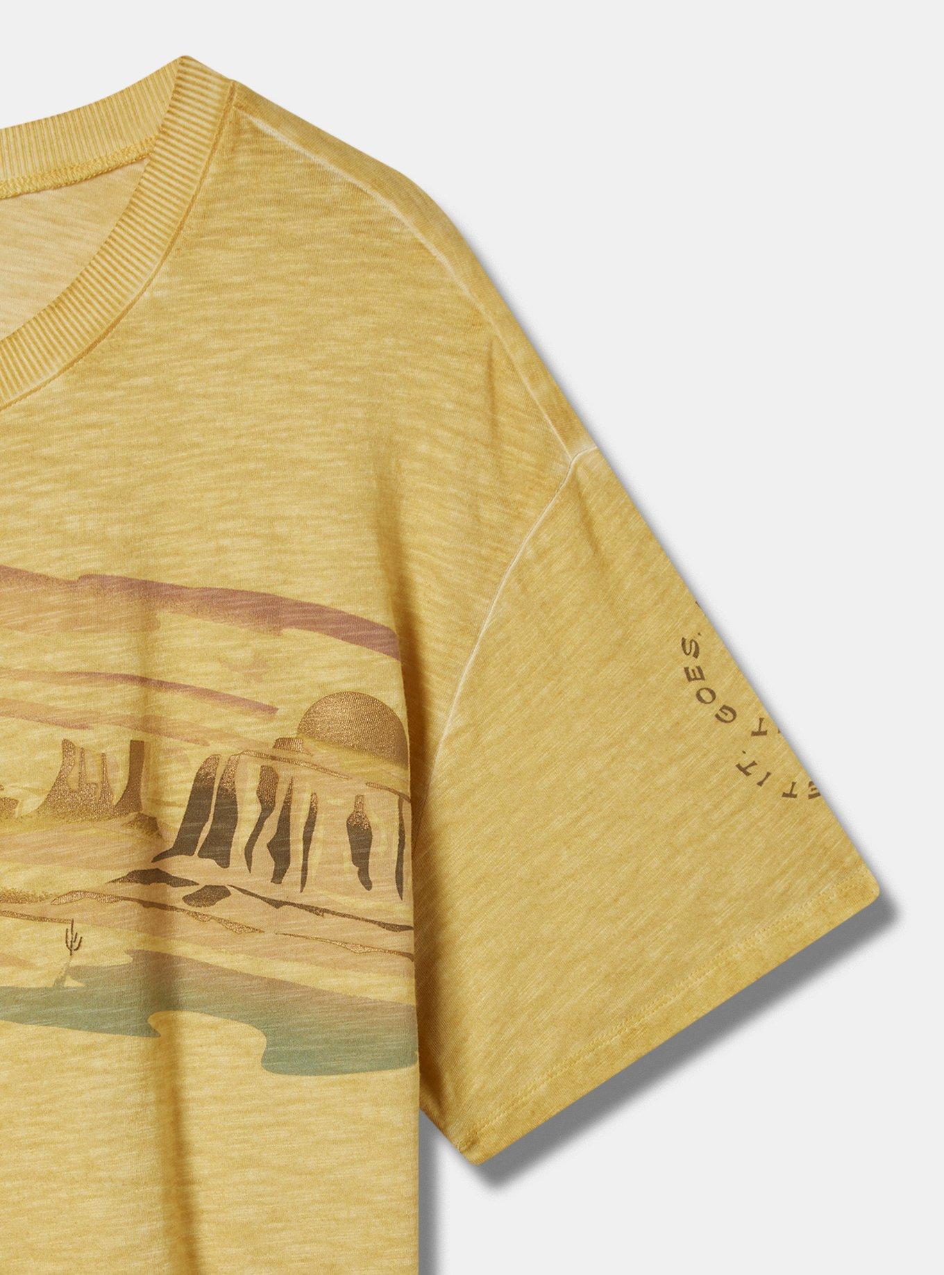 Plus Size - Desert Sun Relaxed Fit Super Soft Slub Crew Neck Crop Foil ...