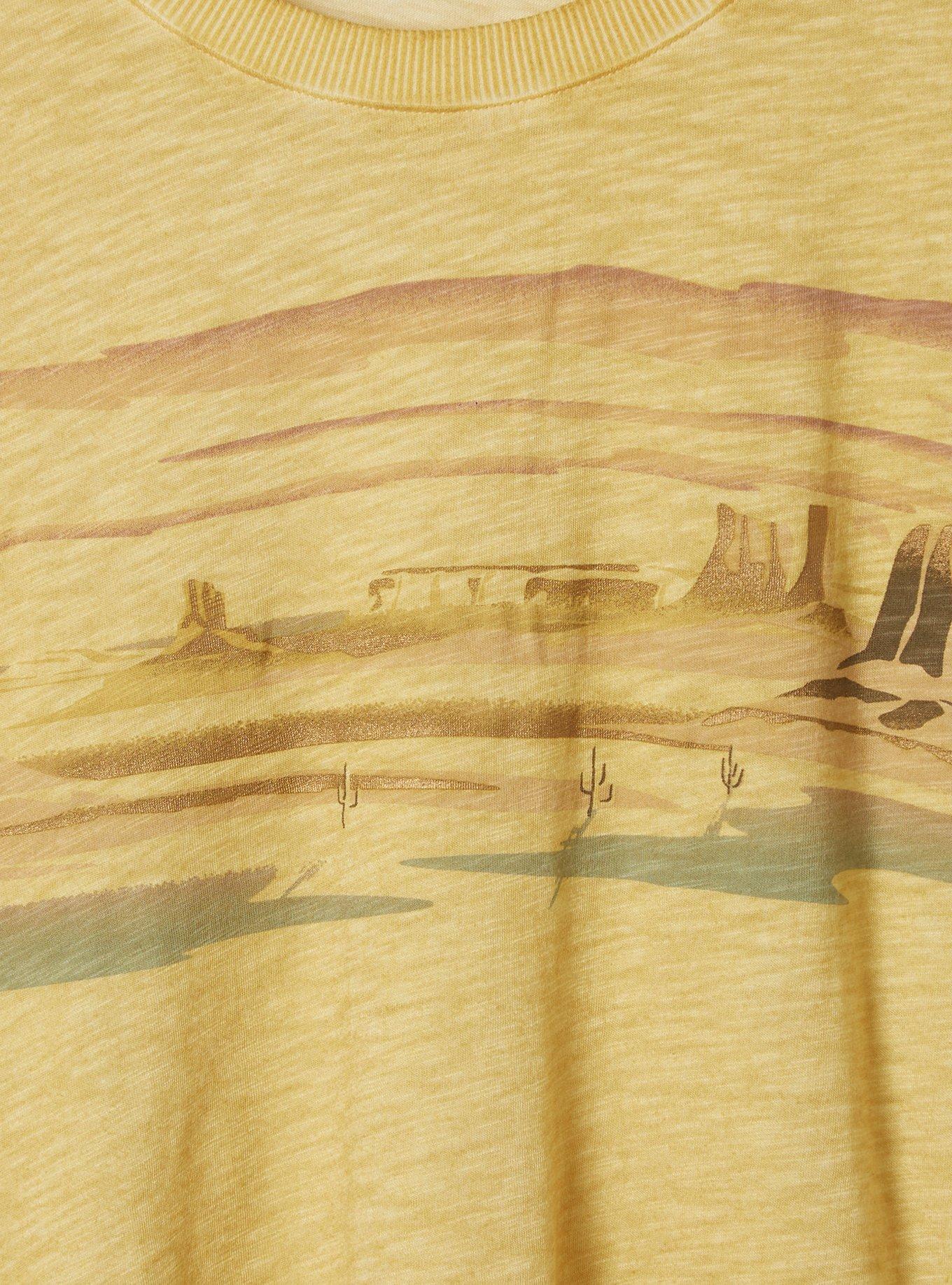 Plus Size - Desert Sun Relaxed Fit Super Soft Slub Crew Neck Crop Foil ...