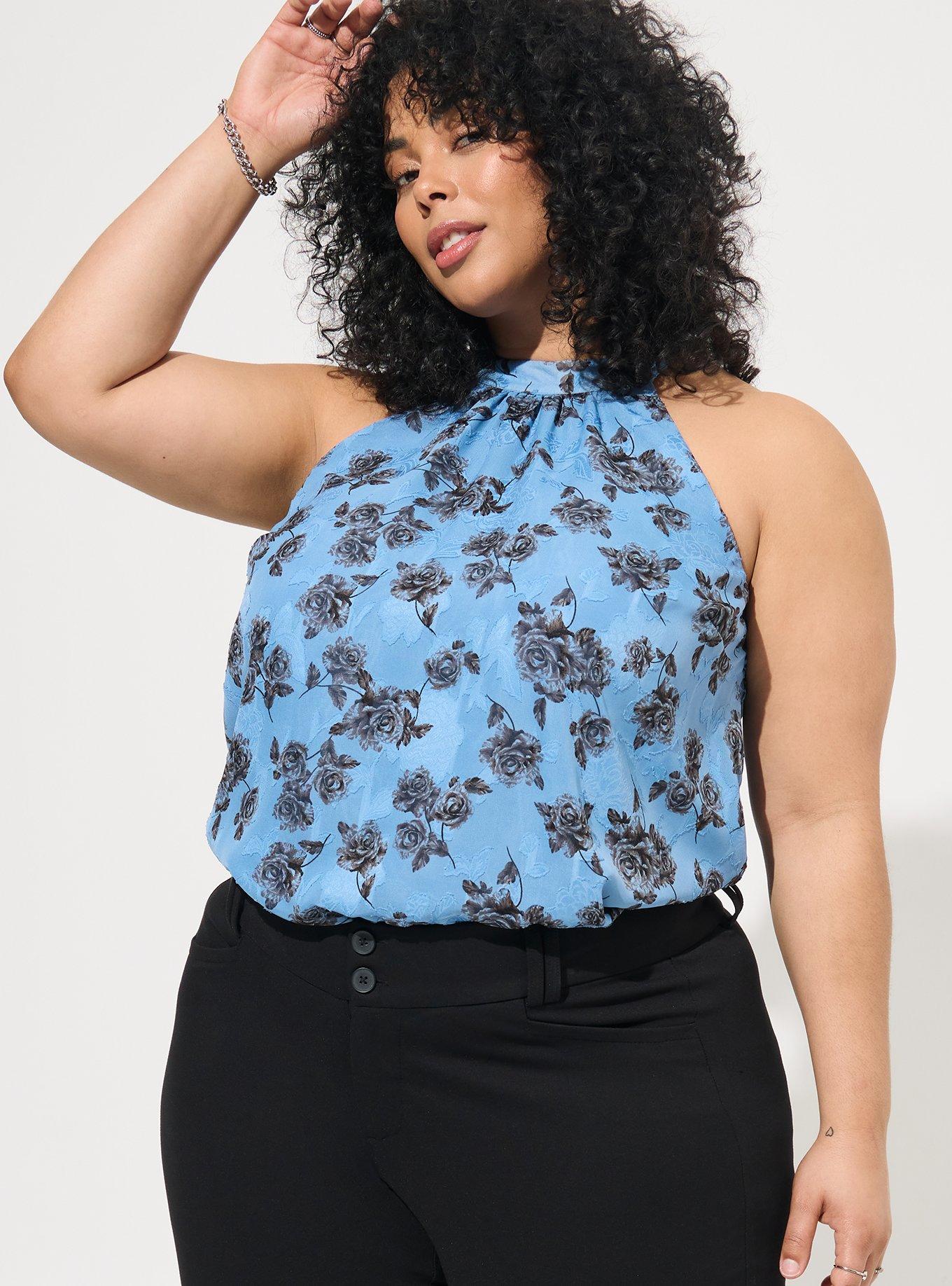 Plus Size - Clip Chiffon Mock Neck Halter - Torrid