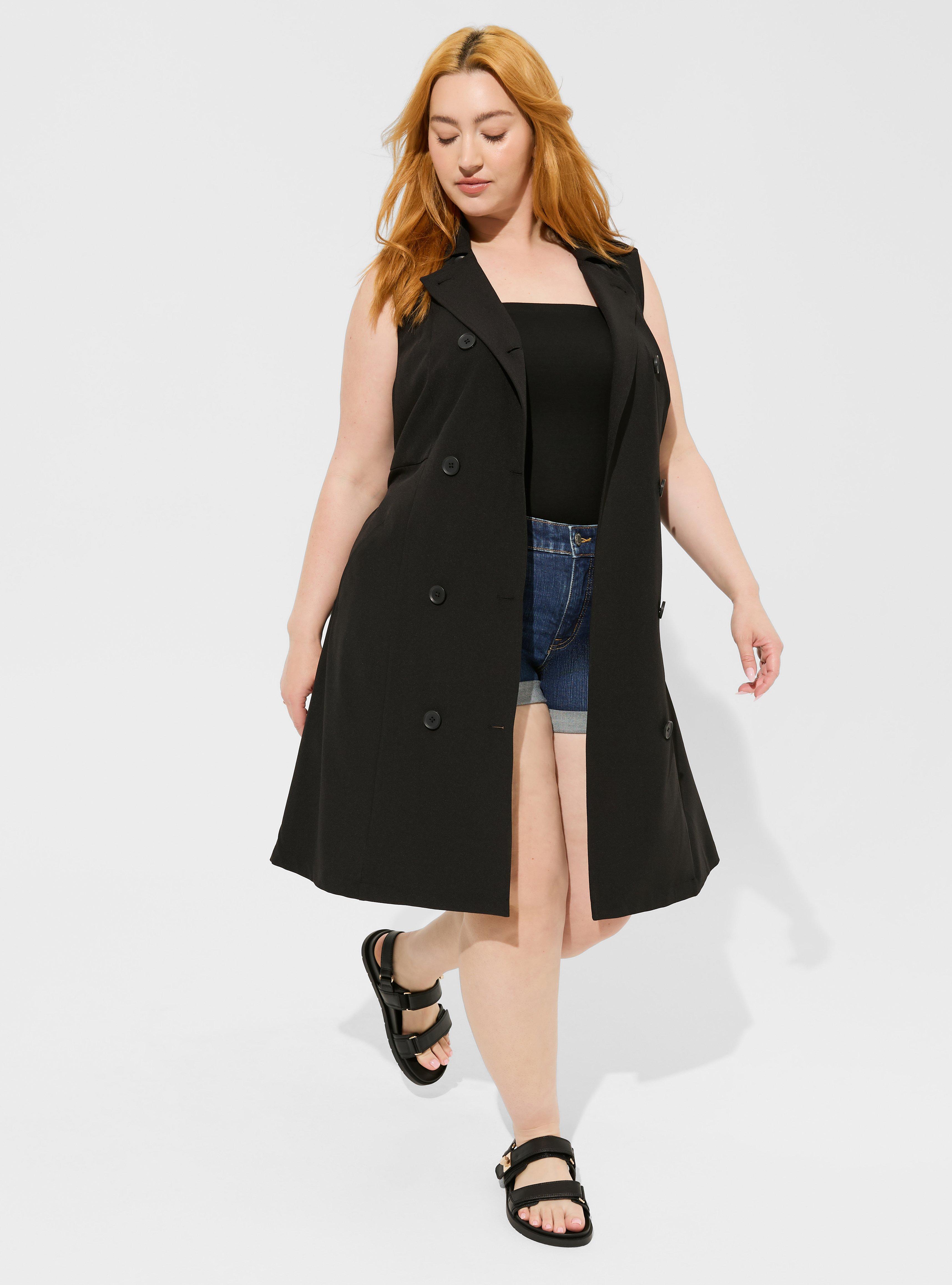 Plus Size - Studio Crepe Jersey Lightweight Trench Vest - Torrid