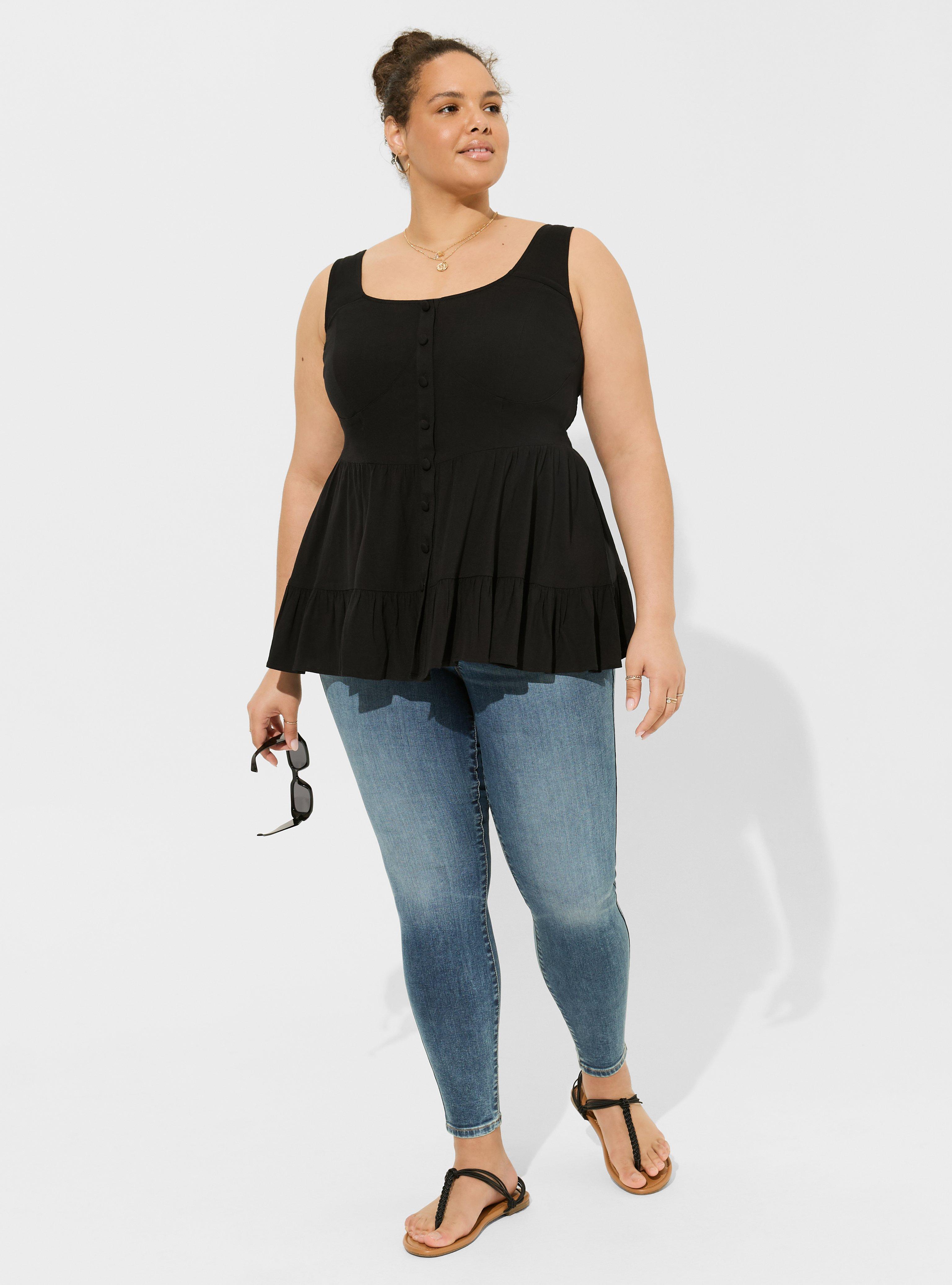 Plus Size - Fit And Flare Rayon Slub Corset Tank - Torrid
