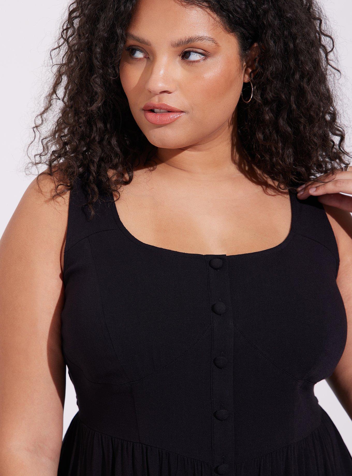 Plus Size - Fit And Flare Rayon Slub Corset Tank - Torrid