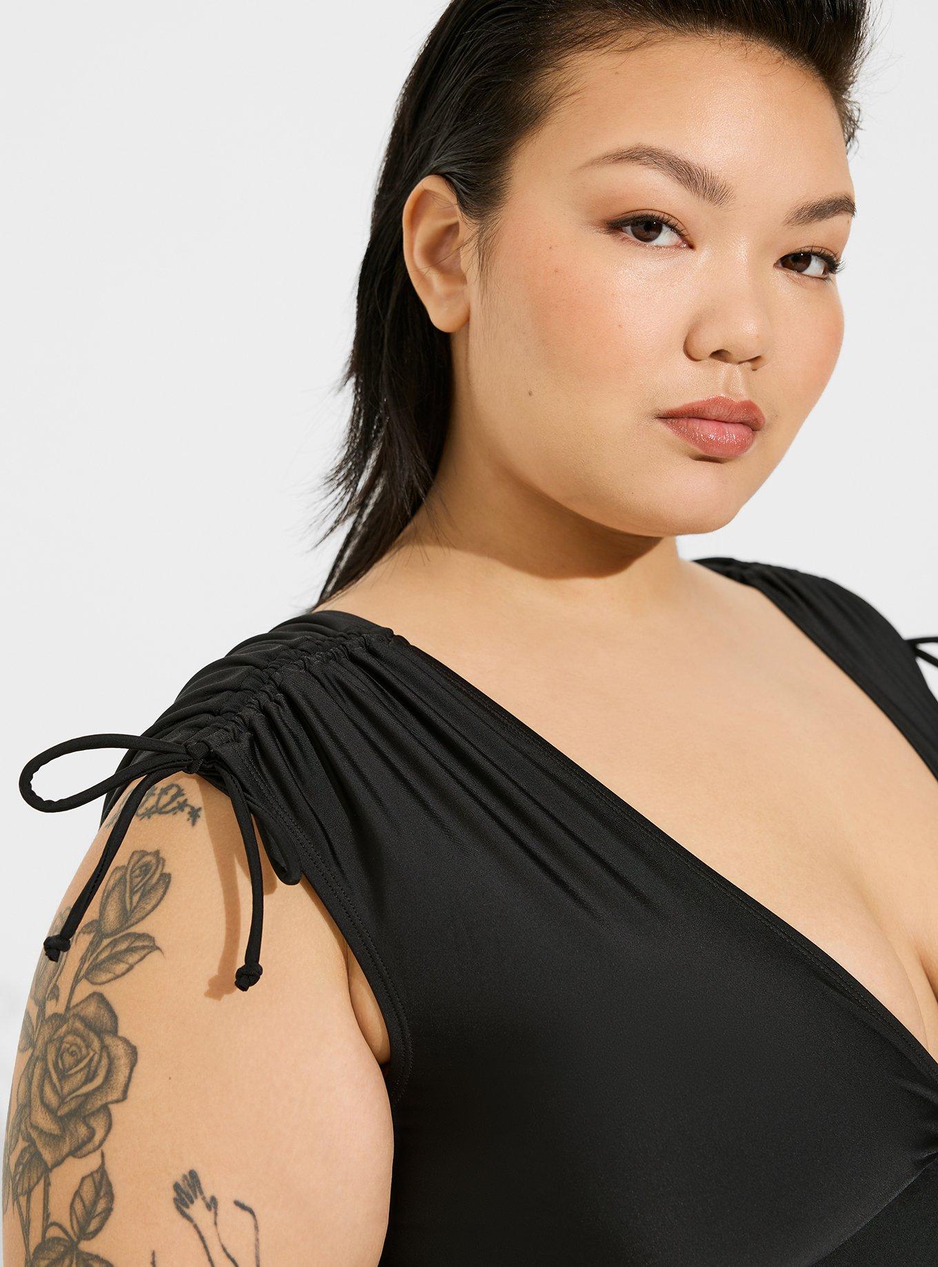 Plus Size - Wireless Cinch Sleeve Triangle Bikini Top - Torrid