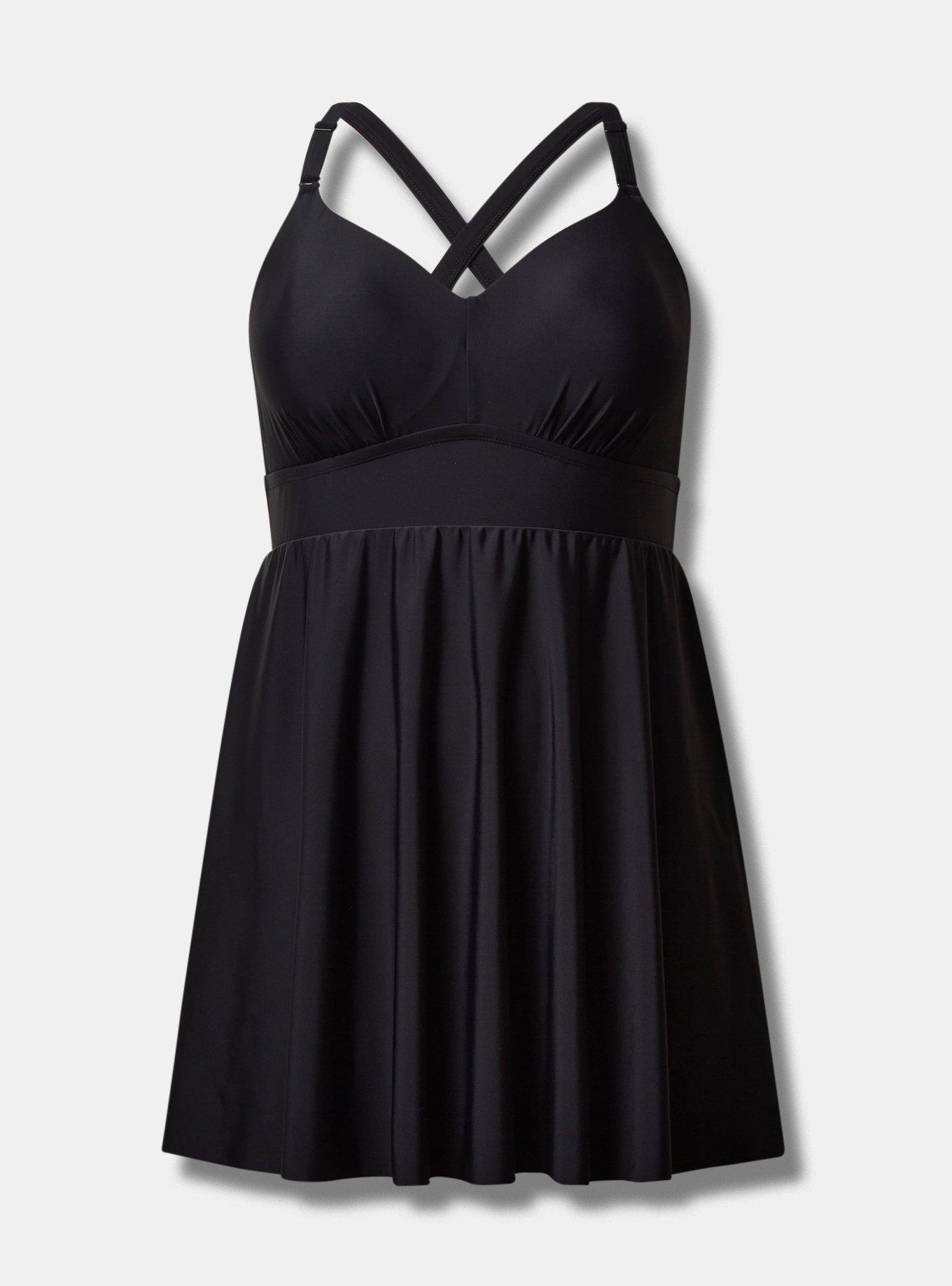 Plus Size - Wirefree Racerback Long Swim Dress With Brief - Torrid