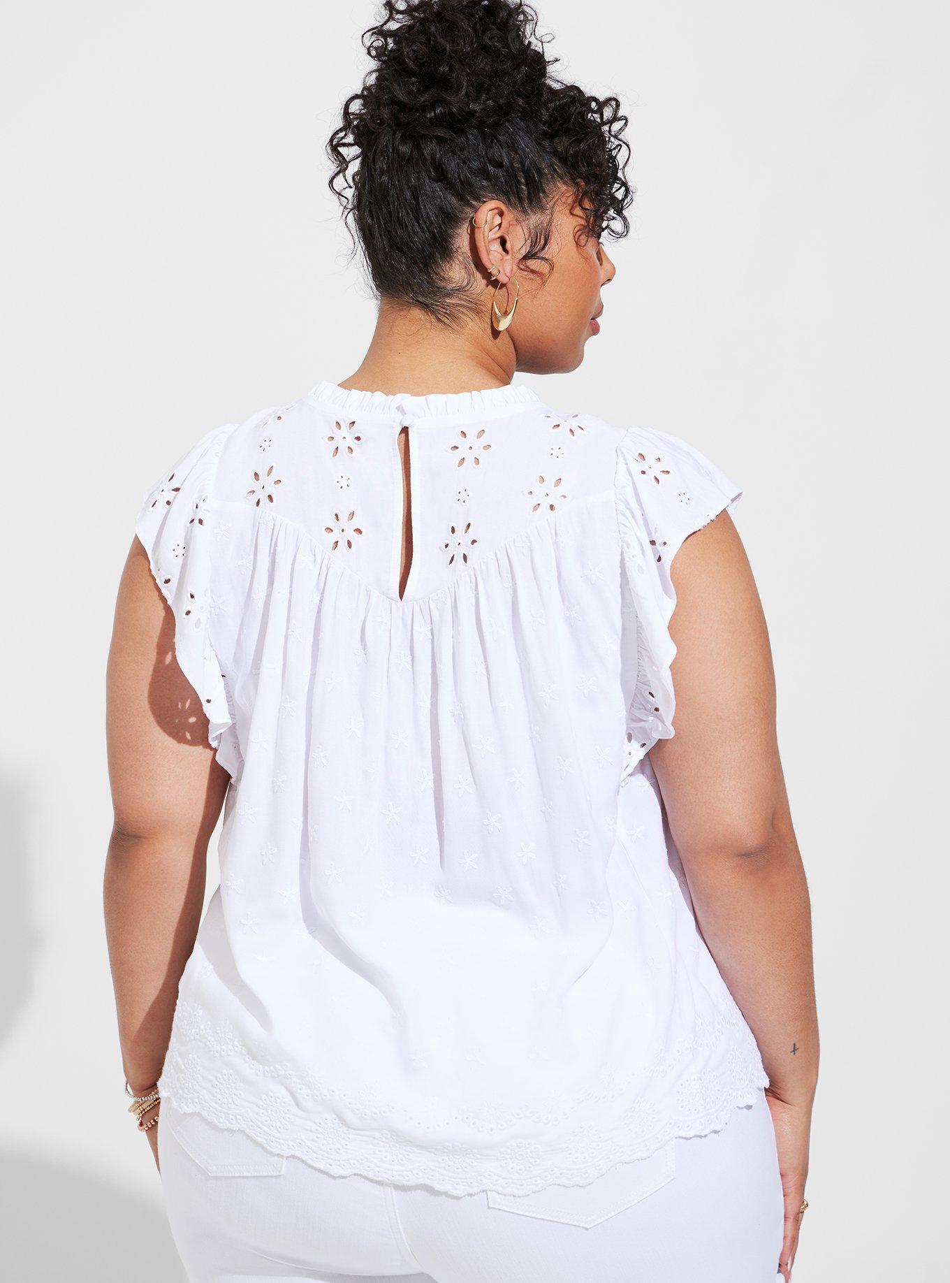 Plus Size - Eyelet Ruffle Sleeve Top - Torrid
