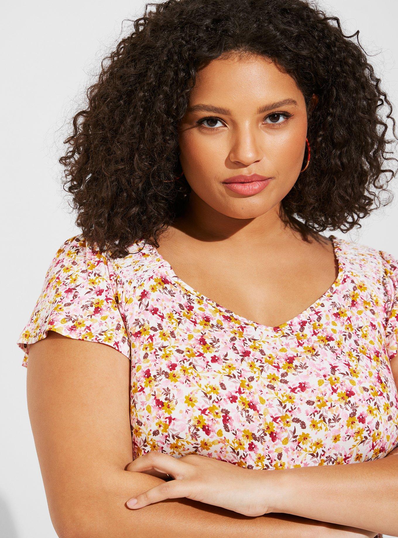 Plus Size - Super Soft Smocked Flutter Sleeve Top - Torrid