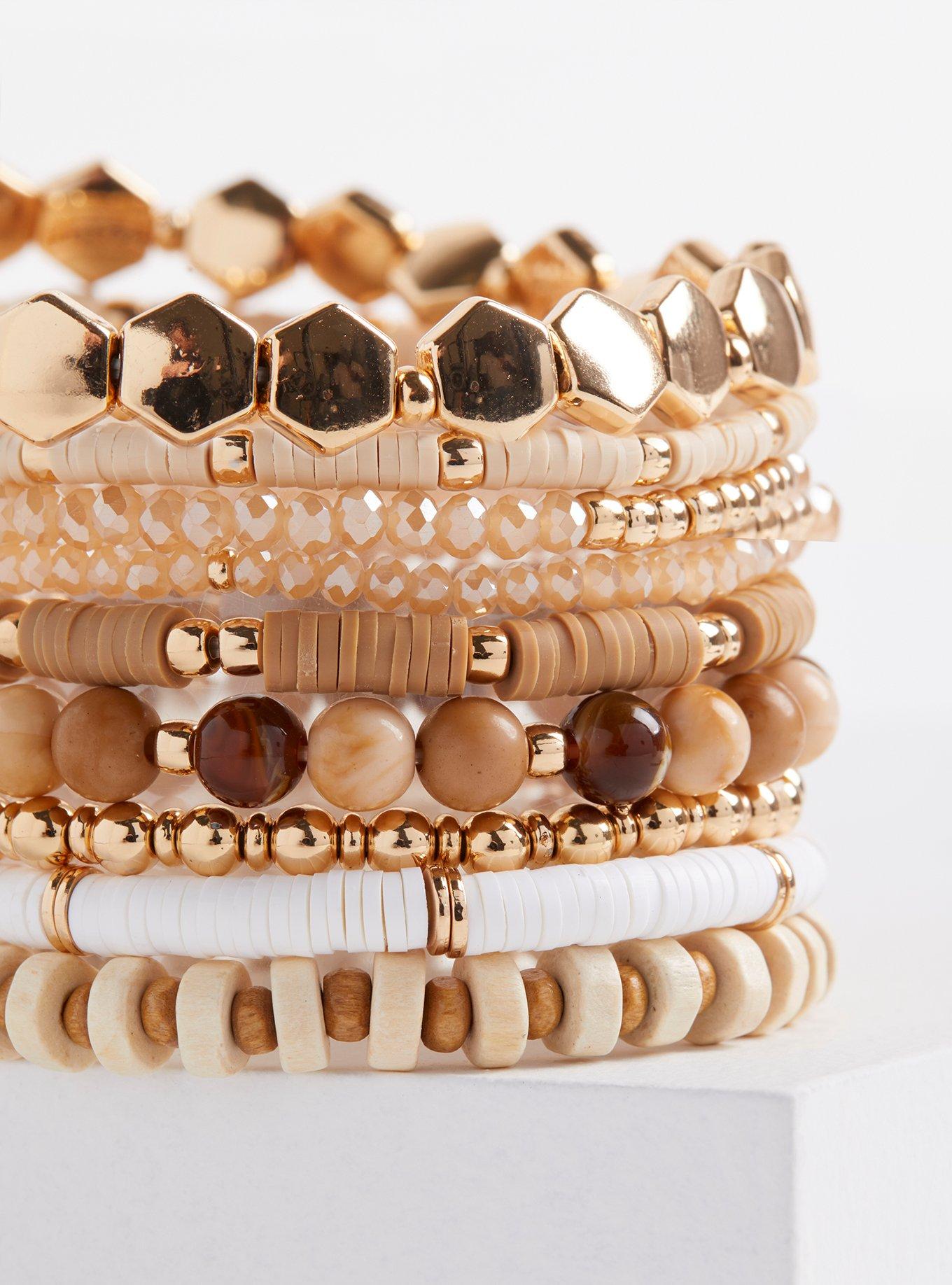 Plus Size - Wood And Beaded Stretch Bracelet Set - Torrid