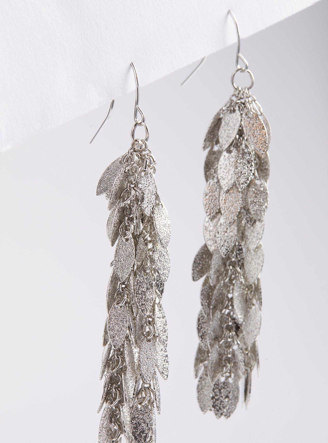 Plus Size - Fringe Feather Linear Earrings - Torrid