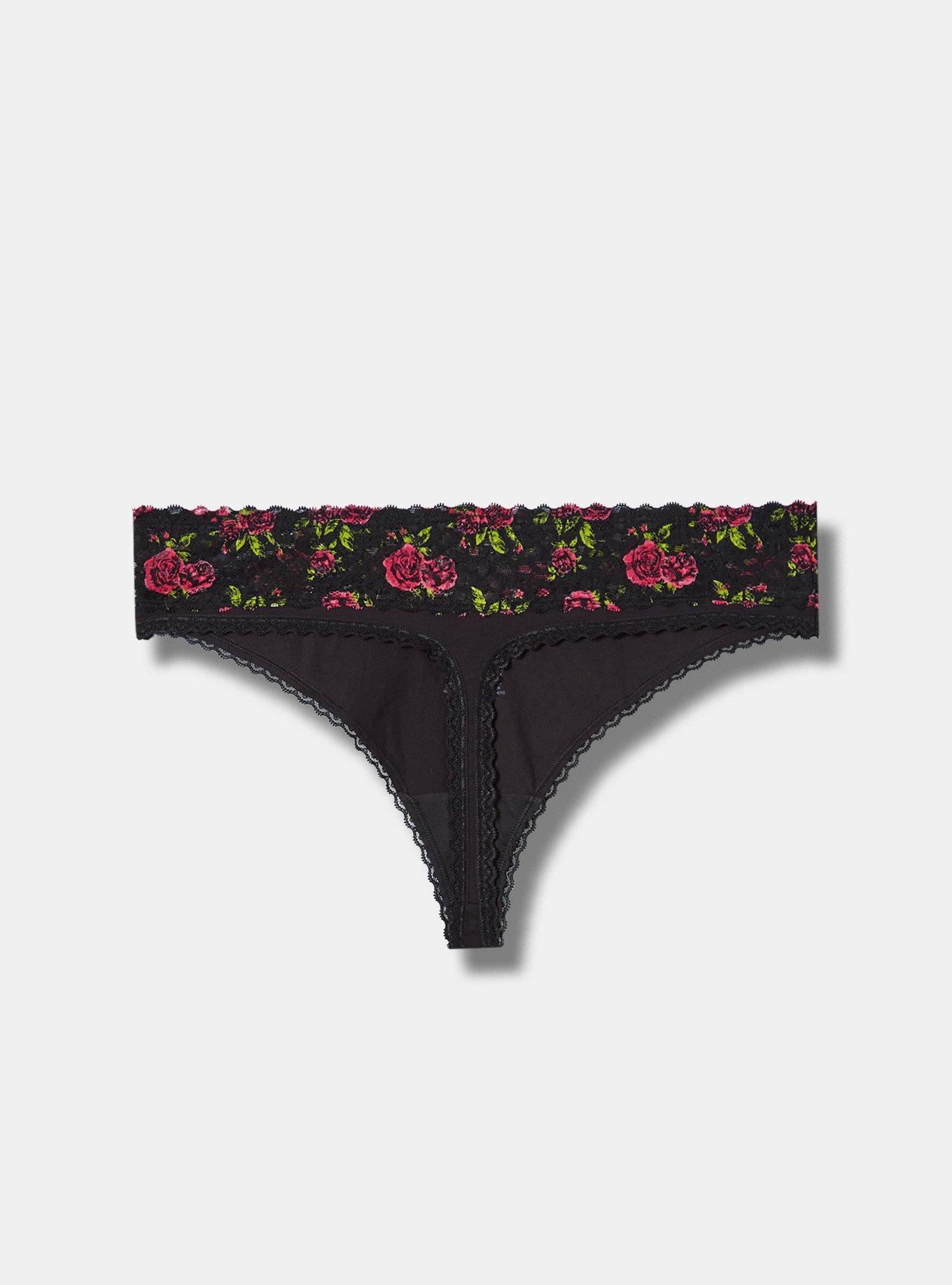 Plus Size - Cotton Mid Rise Thong Lace Panty - Torrid