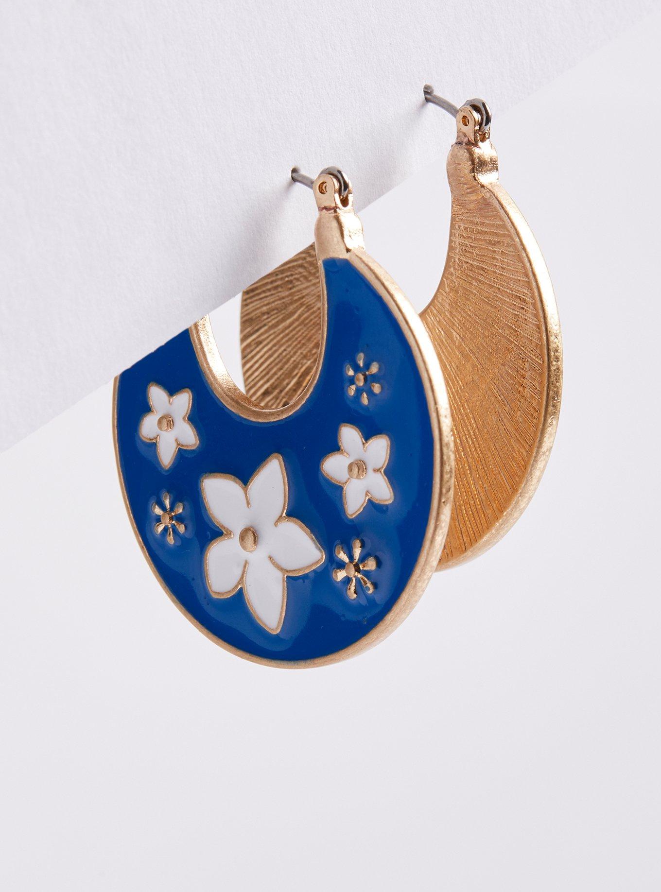 Plus Size - Enamel Floral Disc Hoop - Torrid