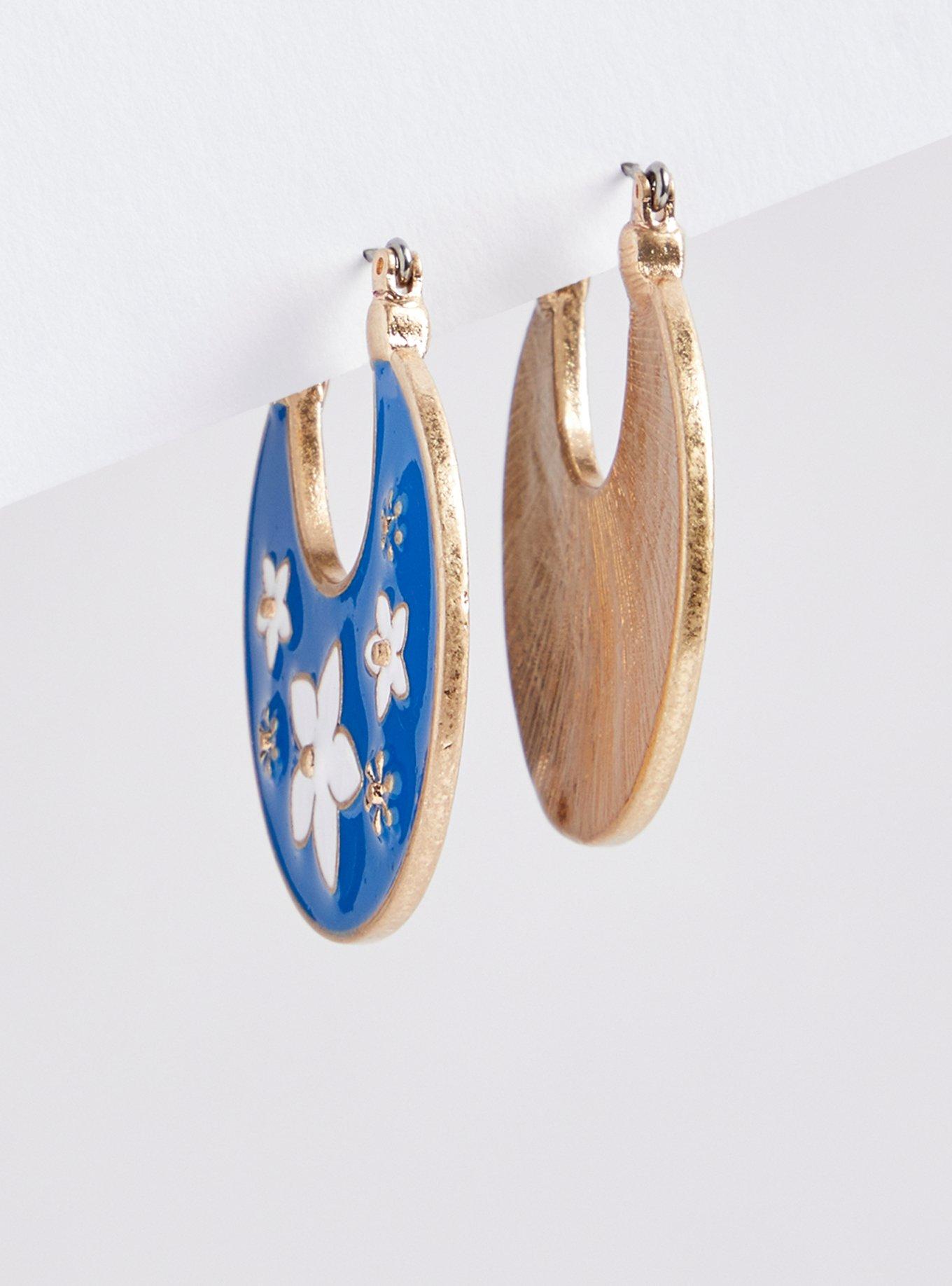 Plus Size - Enamel Floral Disc Hoop - Torrid