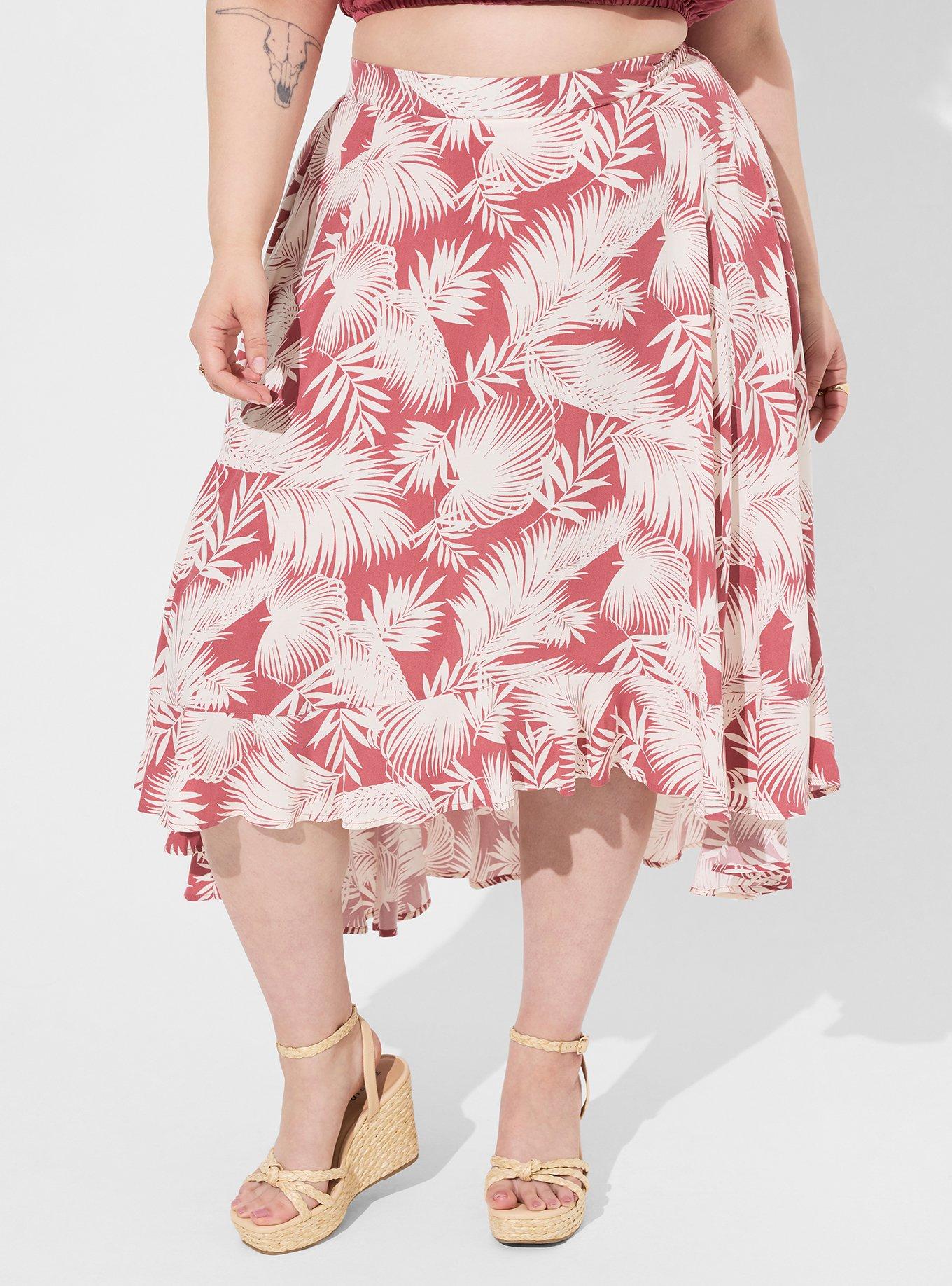 Plus Size - Midi Challis Off Shoulder Hi-Low Skirt Set - Torrid