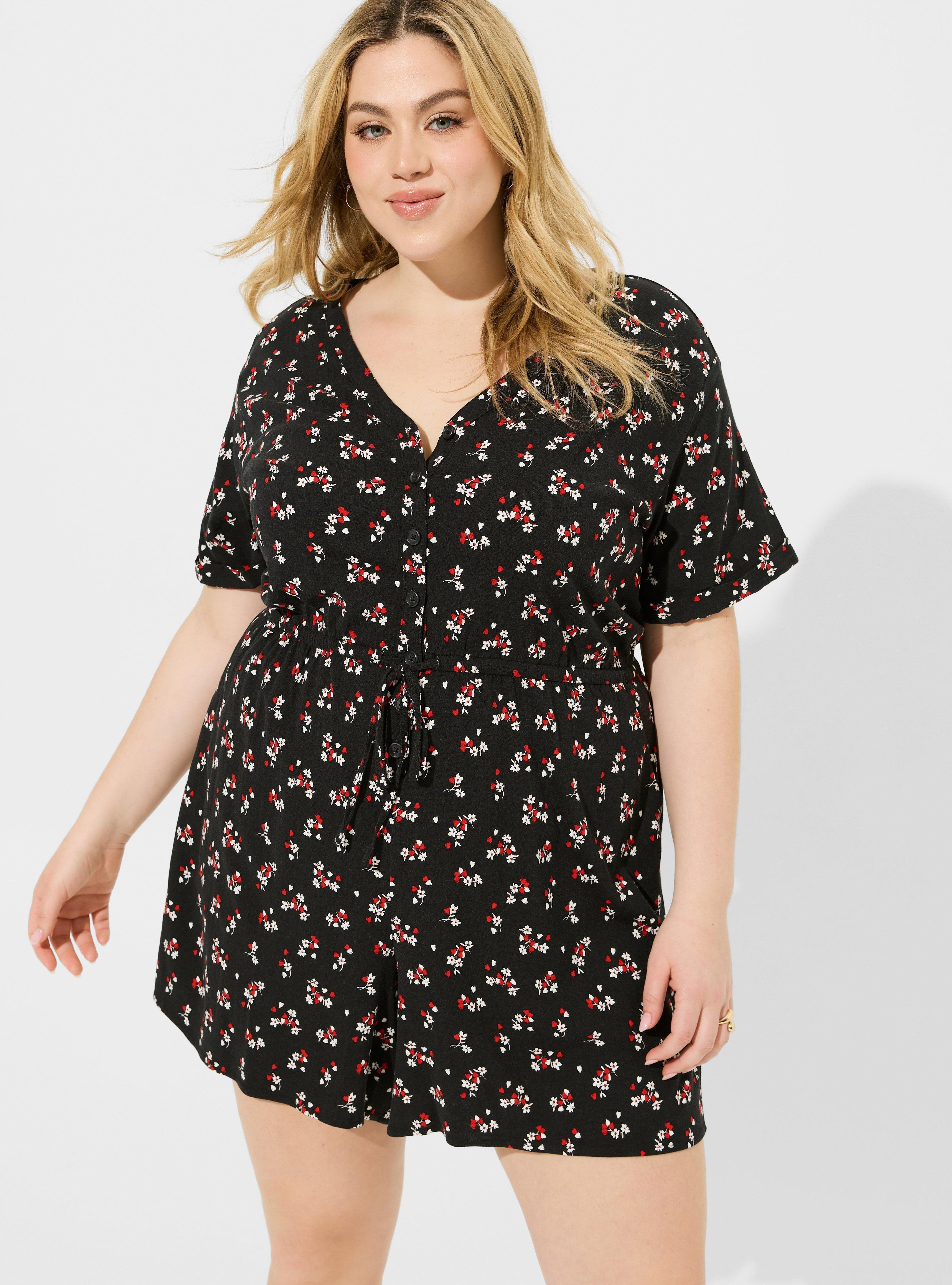 Plus Size - Rayon Slub Button Front Romper - Torrid