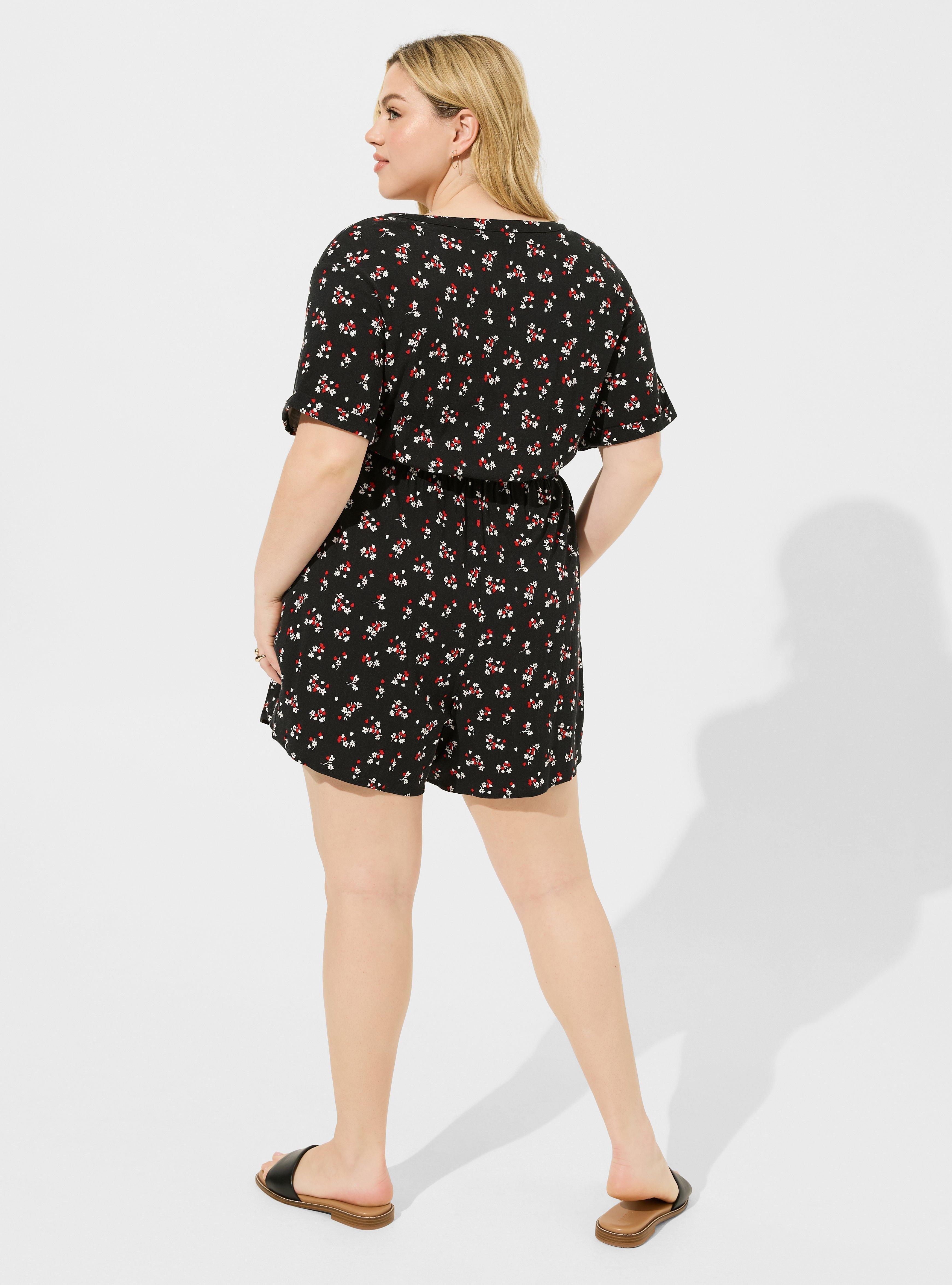 Plus Size - Rayon Slub Button Front Romper - Torrid