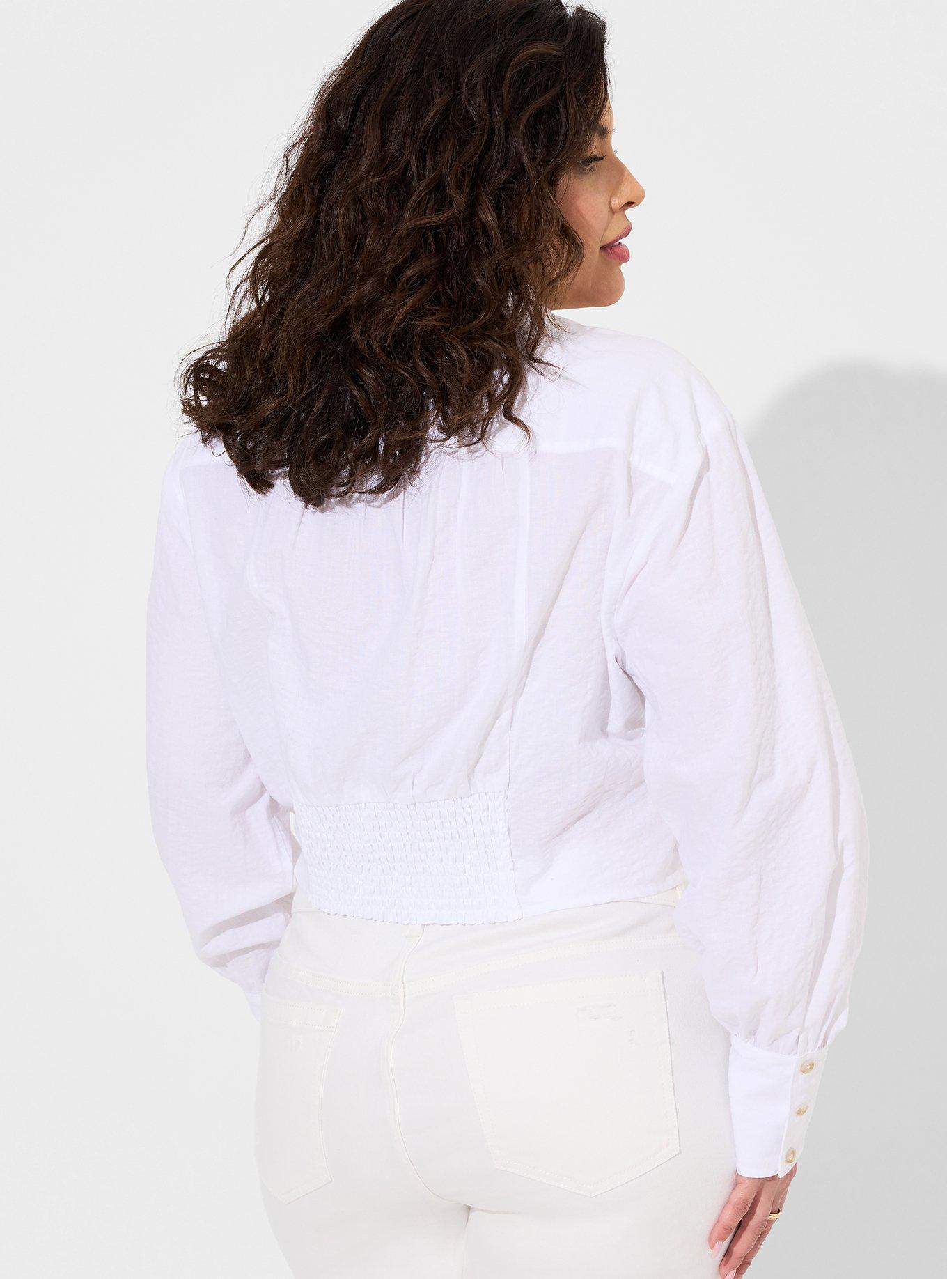 Plus Size - Cotton Crop Button Up Shirt - Torrid