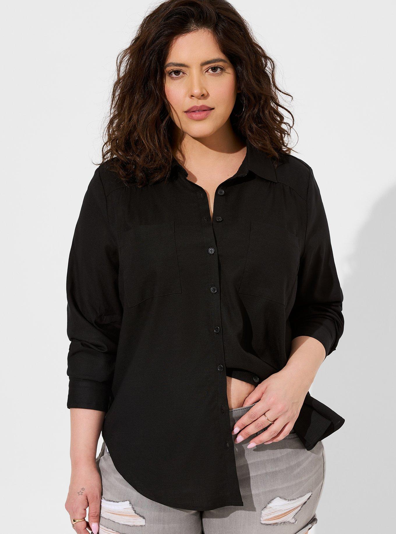 Plus Size - Madison Linen Button Up Long Sleeve Shirt - Torrid