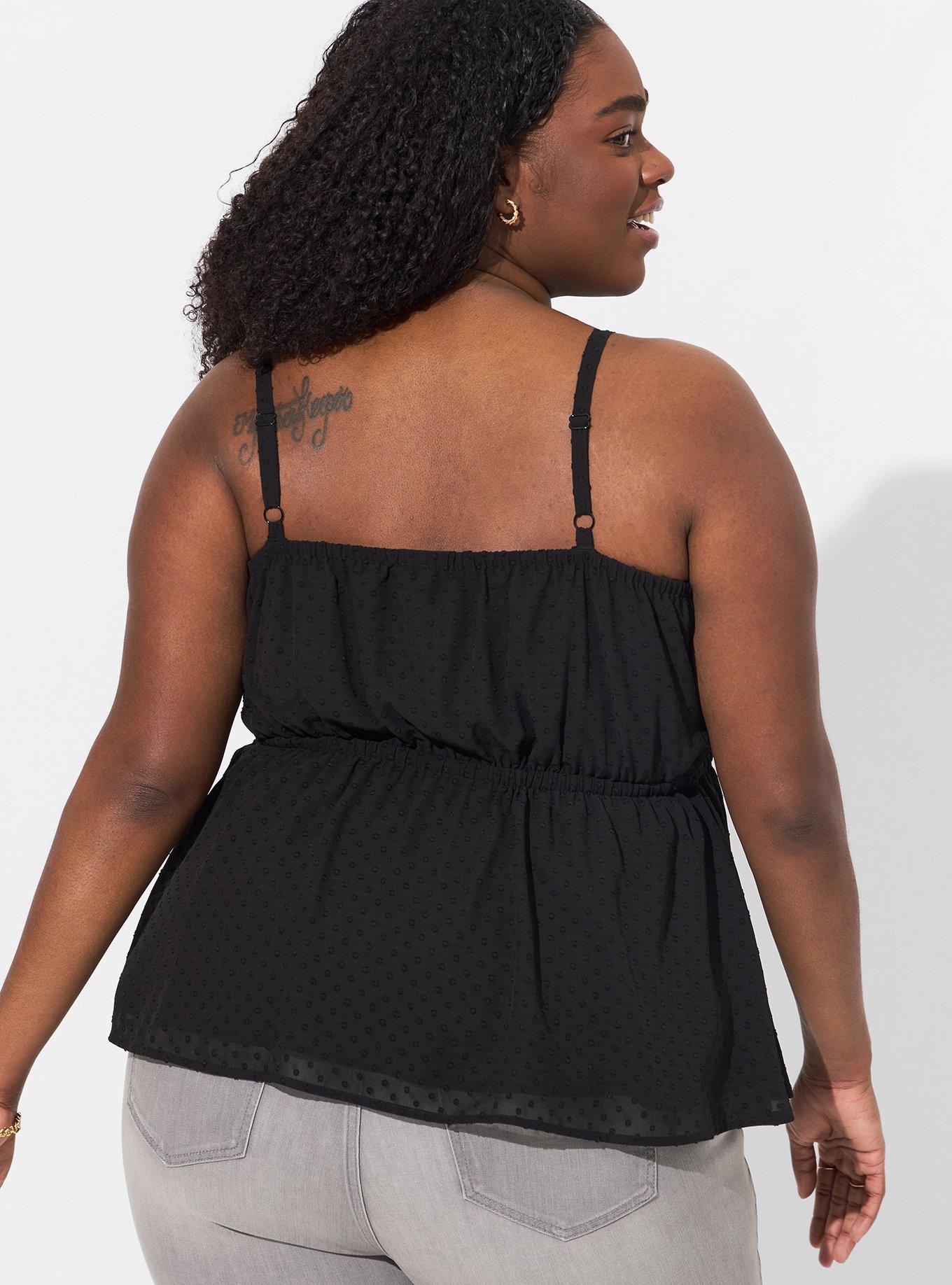 Plus Size - Chiffon Clip Dot Ruffle Tie Waist Tank - Torrid