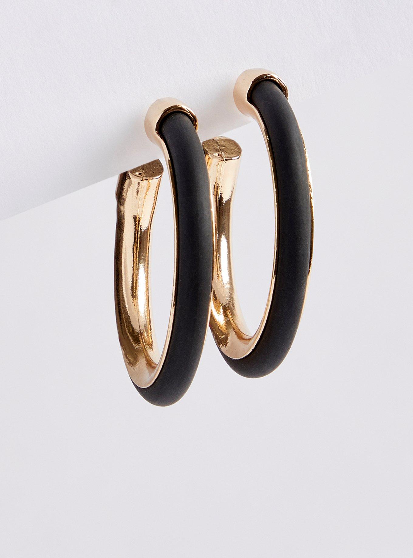 Faux leather hoop earrings store