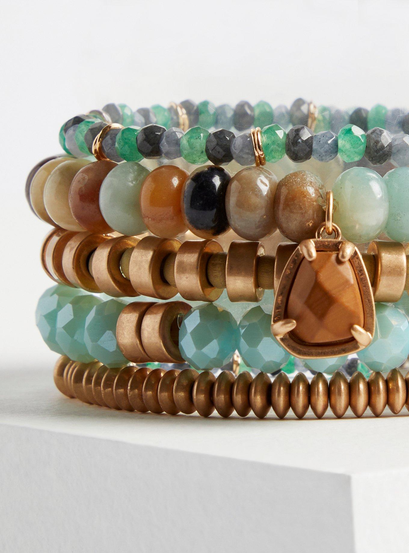 Plus Size - Beaded Stone Stretch Bracelets - Torrid