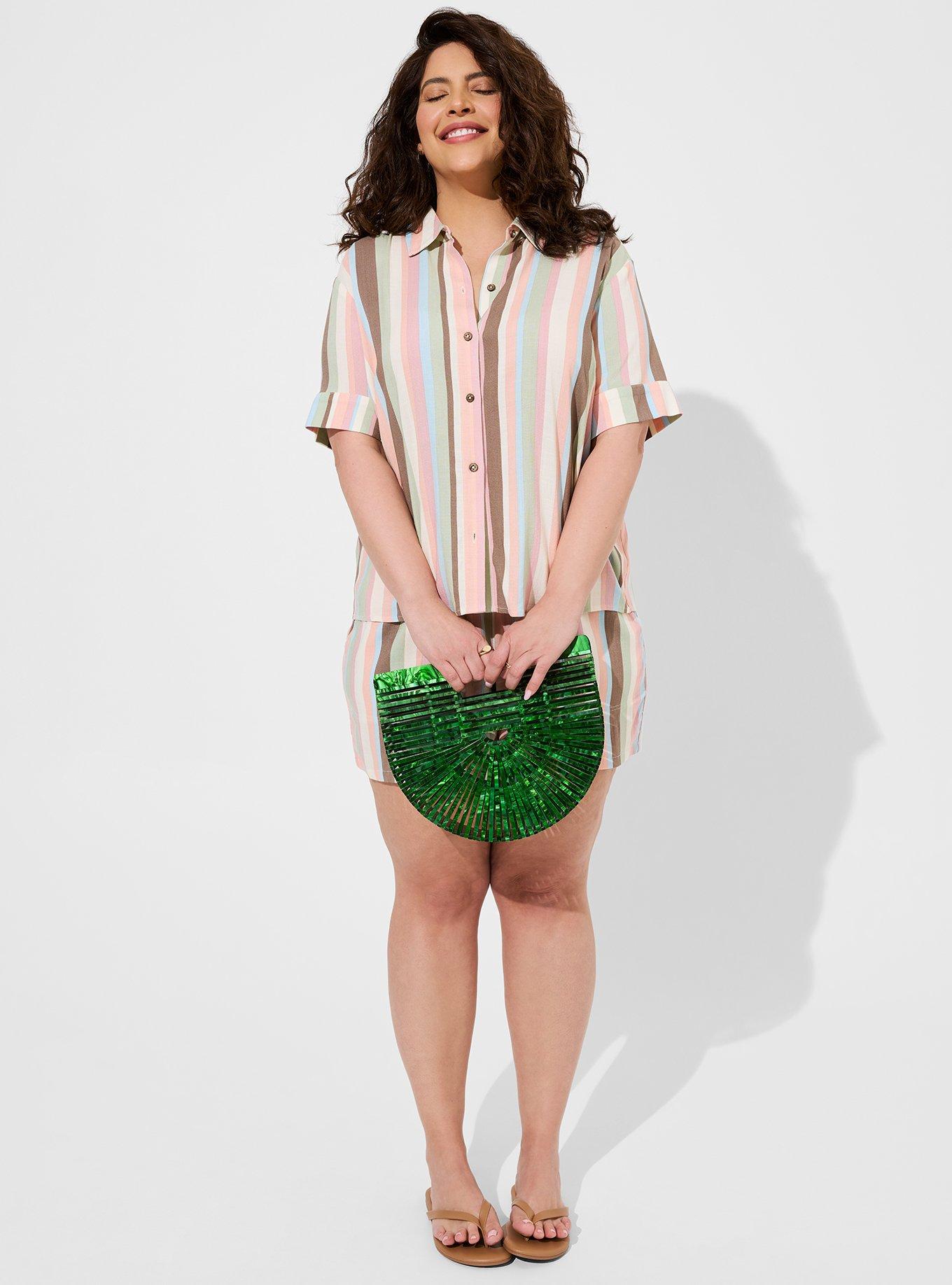 Plus Size - Rayon Slub Button-Up Short Sleeve Beach Shirt - Torrid