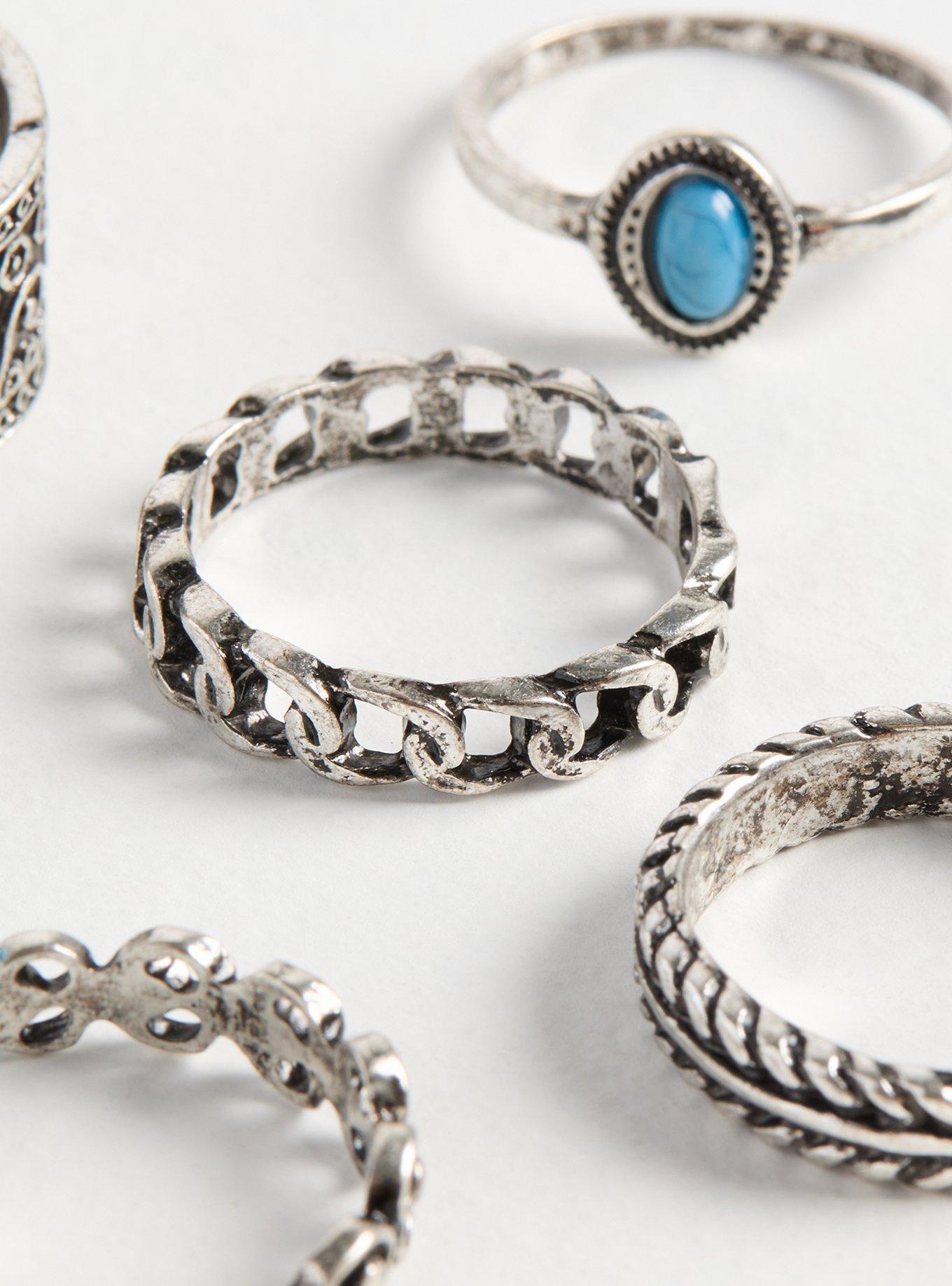 Plus Size - Antiqued Stone Boho Ring Set - Torrid