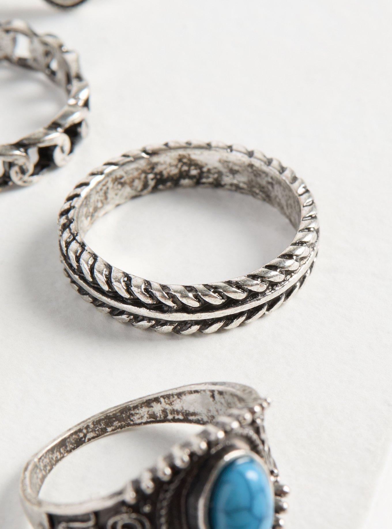Plus Size - Antiqued Stone Boho Ring Set - Torrid