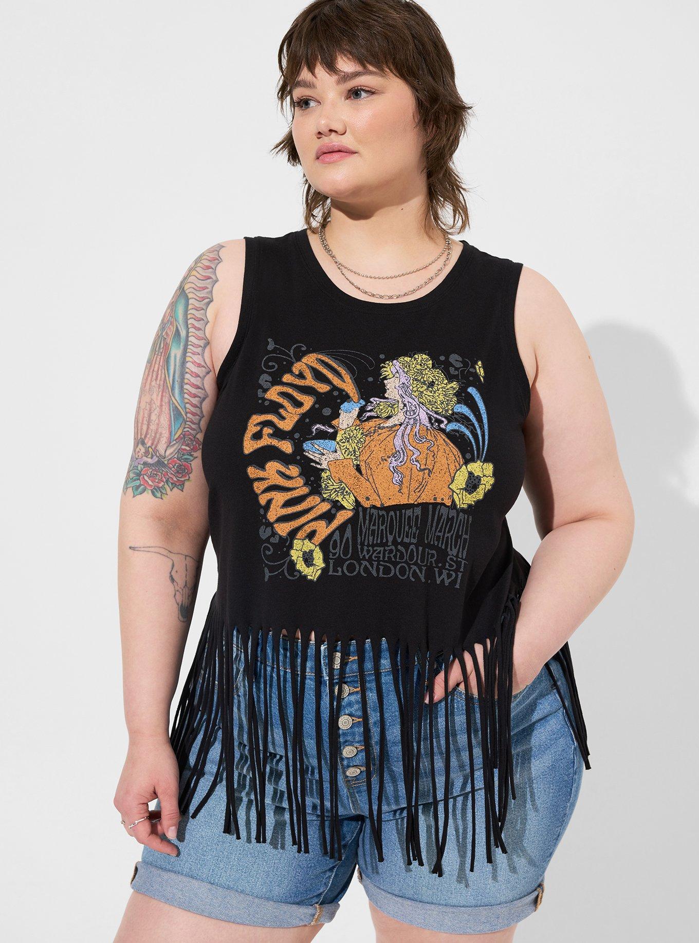 Plus Size - Pink Floyd Classic Fit Cotton Fringe Tank - Torrid