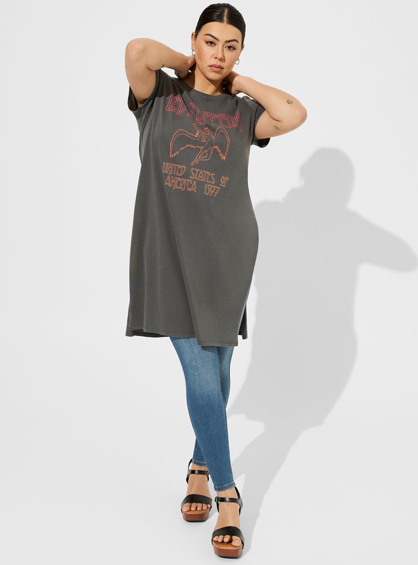 Plus Size - Led Zeppelin Classic Fit Cotton Split Hem Tunic Tee - Torrid