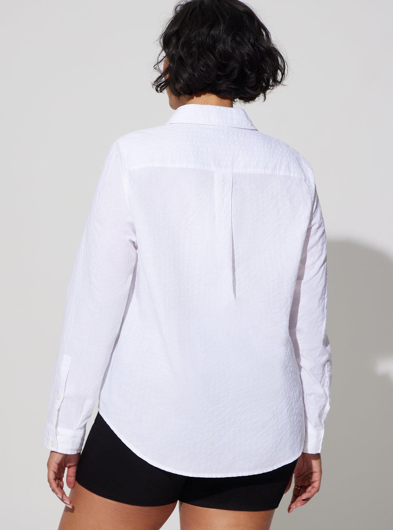 Plus Size - Lizzie Cotton Button-Down Long Sleeve Shirt - Torrid