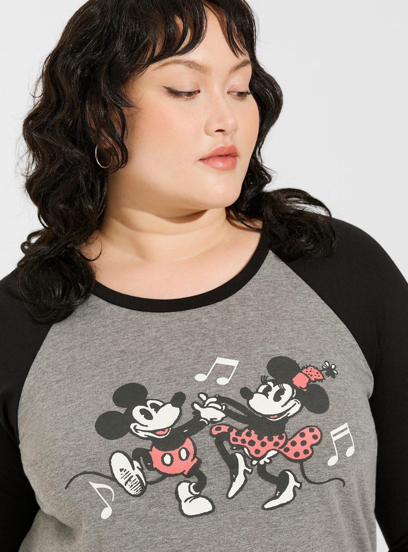 Plus Size - Disney Mickie And Minnie Mouse Classic Fit Crew Neck Raglan ...