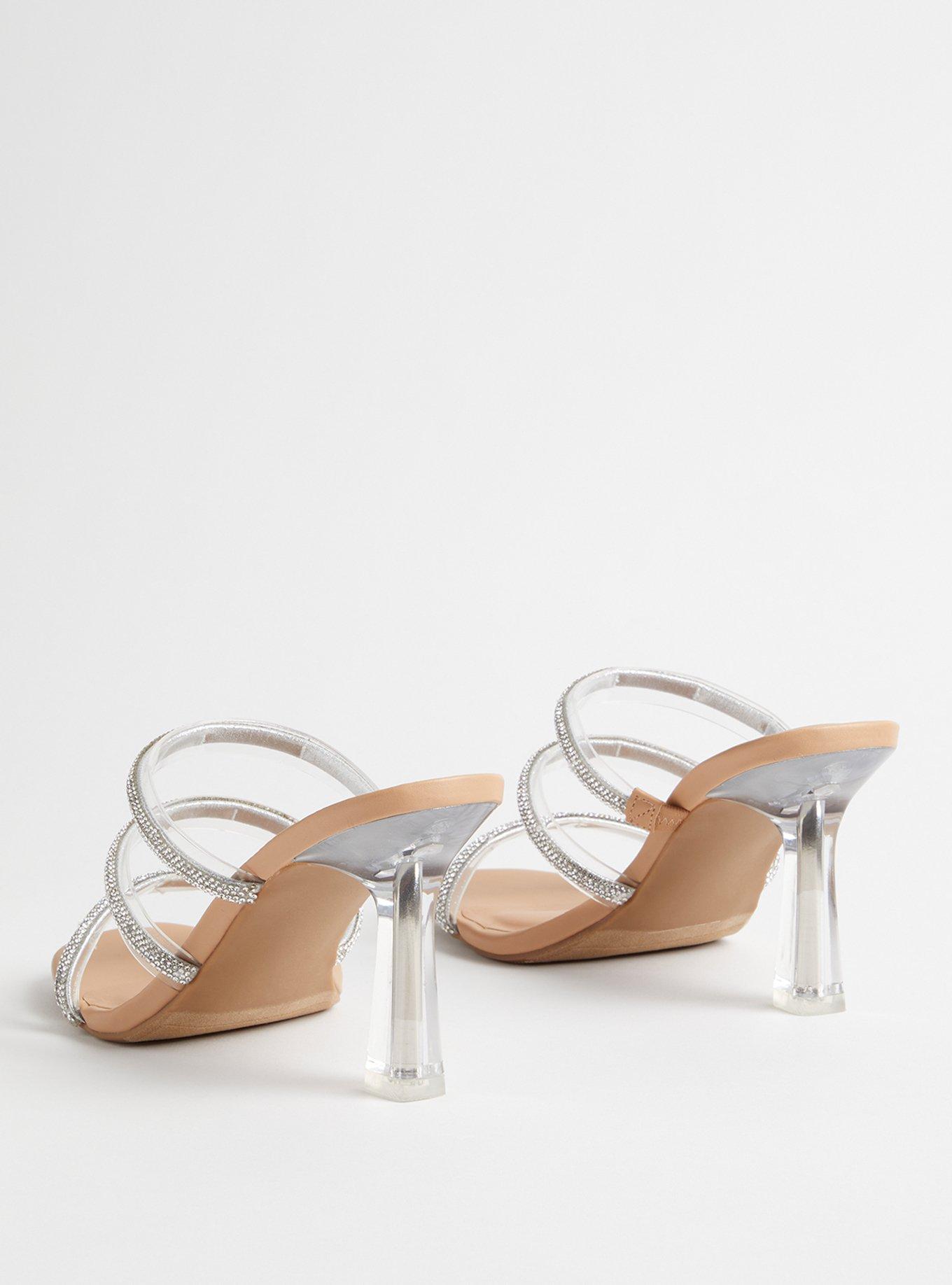 Plus Size - Embroidered Triple Band Lucite Heeled Sandal (WW) - Torrid