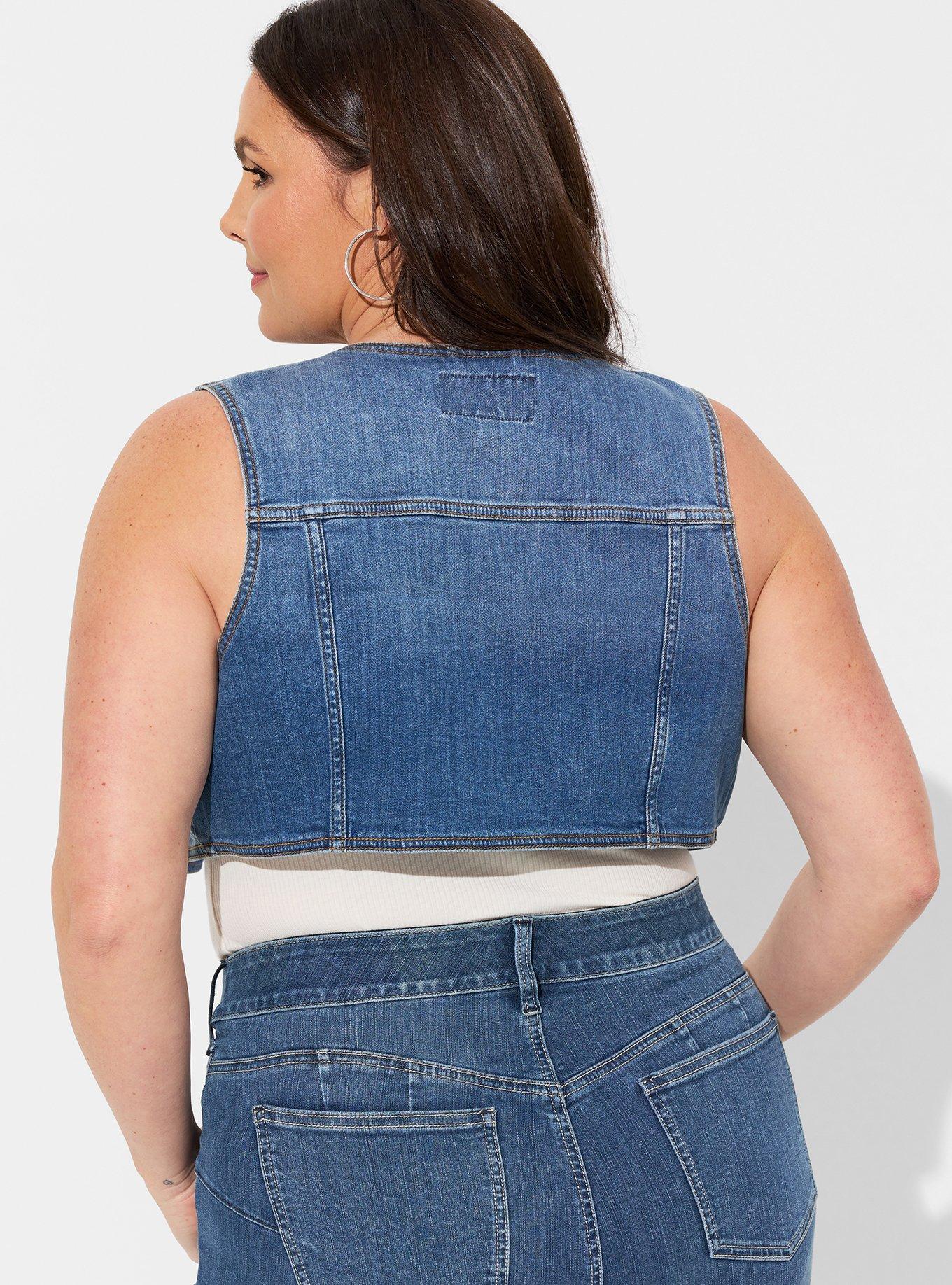 Plus Size - Vintage Stretch Denim V-neck Vest - Torrid