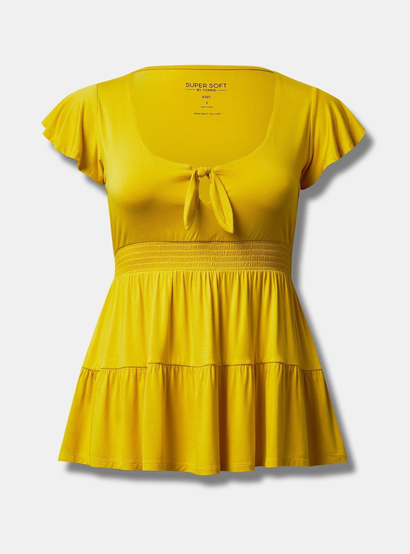 Plus Size - Super Soft Tie Front Keyhole Babydoll Top - Torrid