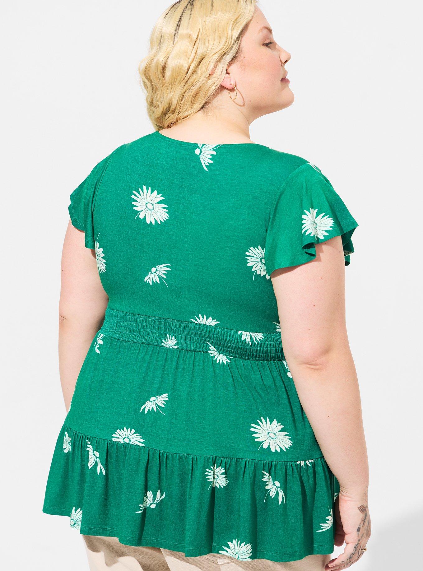 Plus Size - Super Soft Tie Front Keyhole Babydoll Top - Torrid