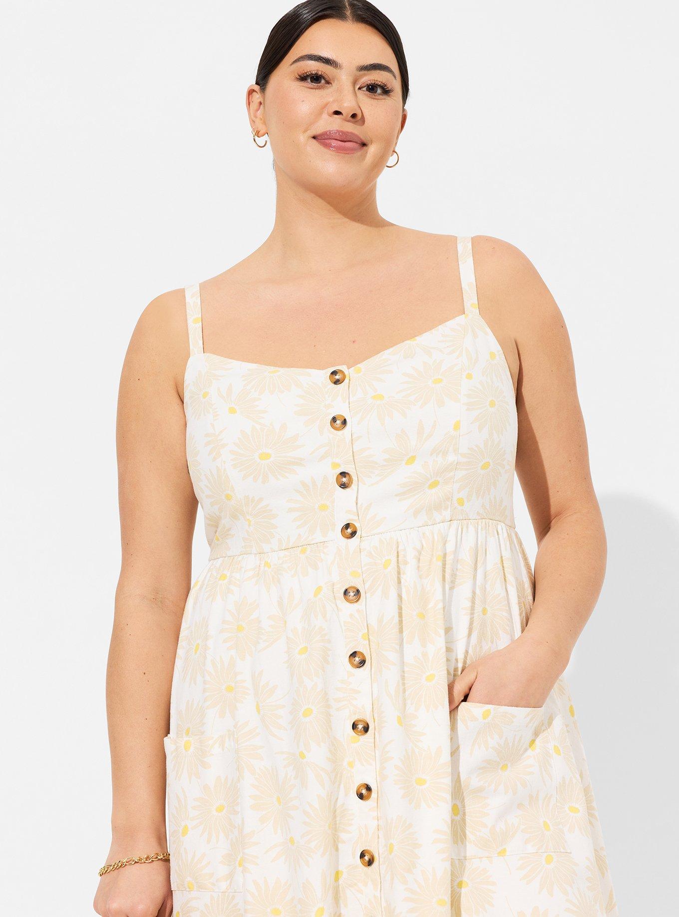 Plus Size - Midi Linen Pocket Button Front Sundress - Torrid