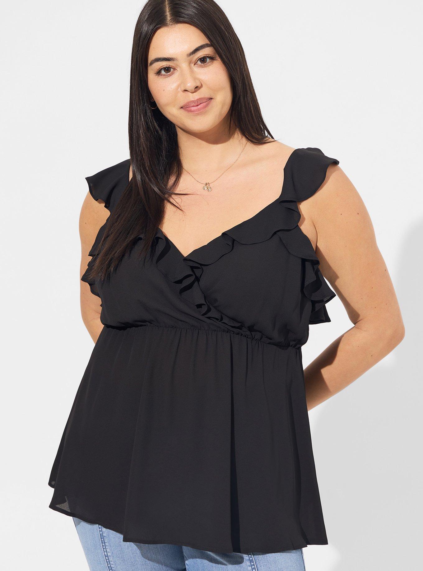 Plus Size - Peplum Georgette Ruffle Surplice Tank Top - Torrid