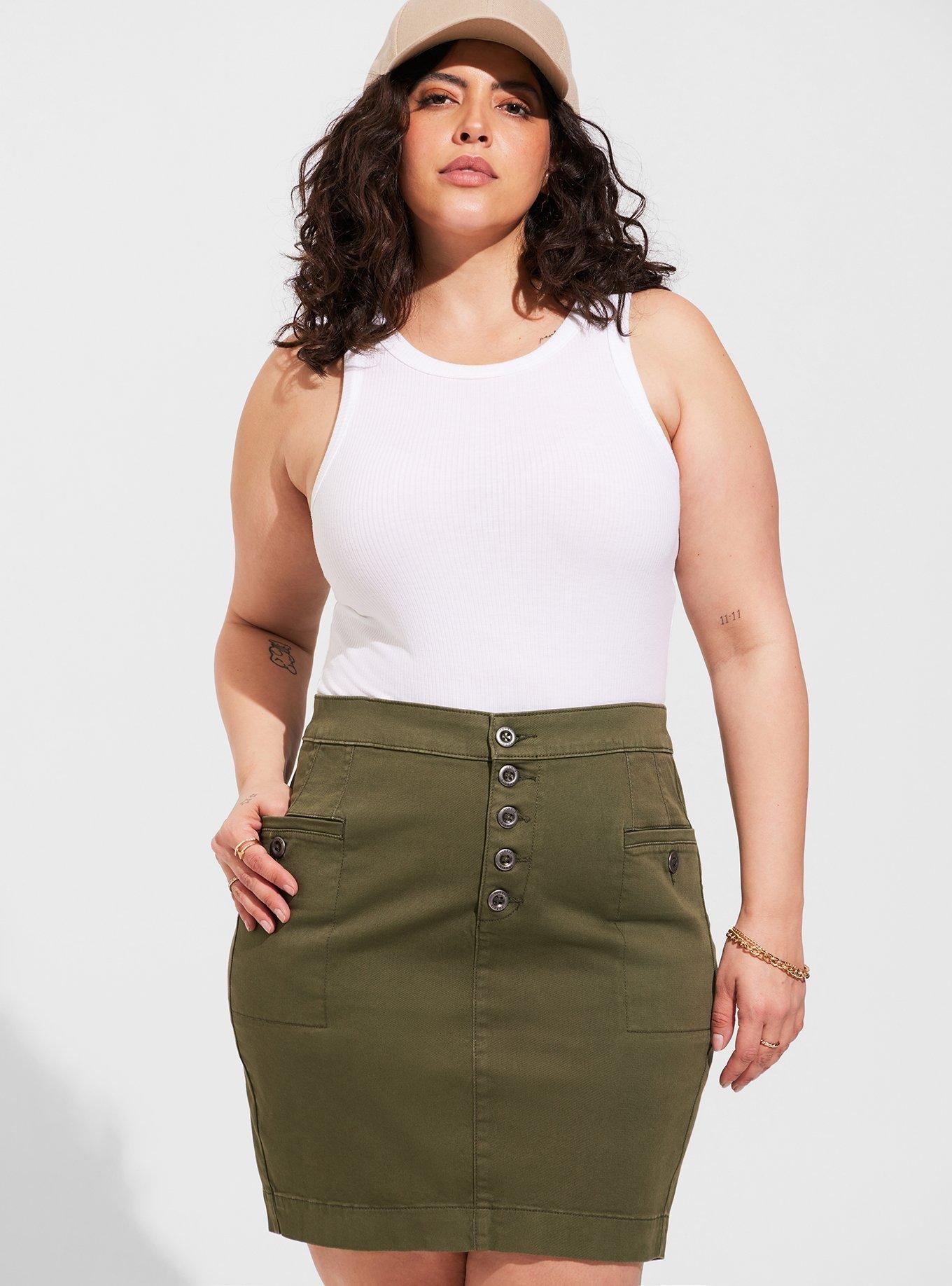 Plus Size - Mini Twill Button Fly Skirt - Torrid