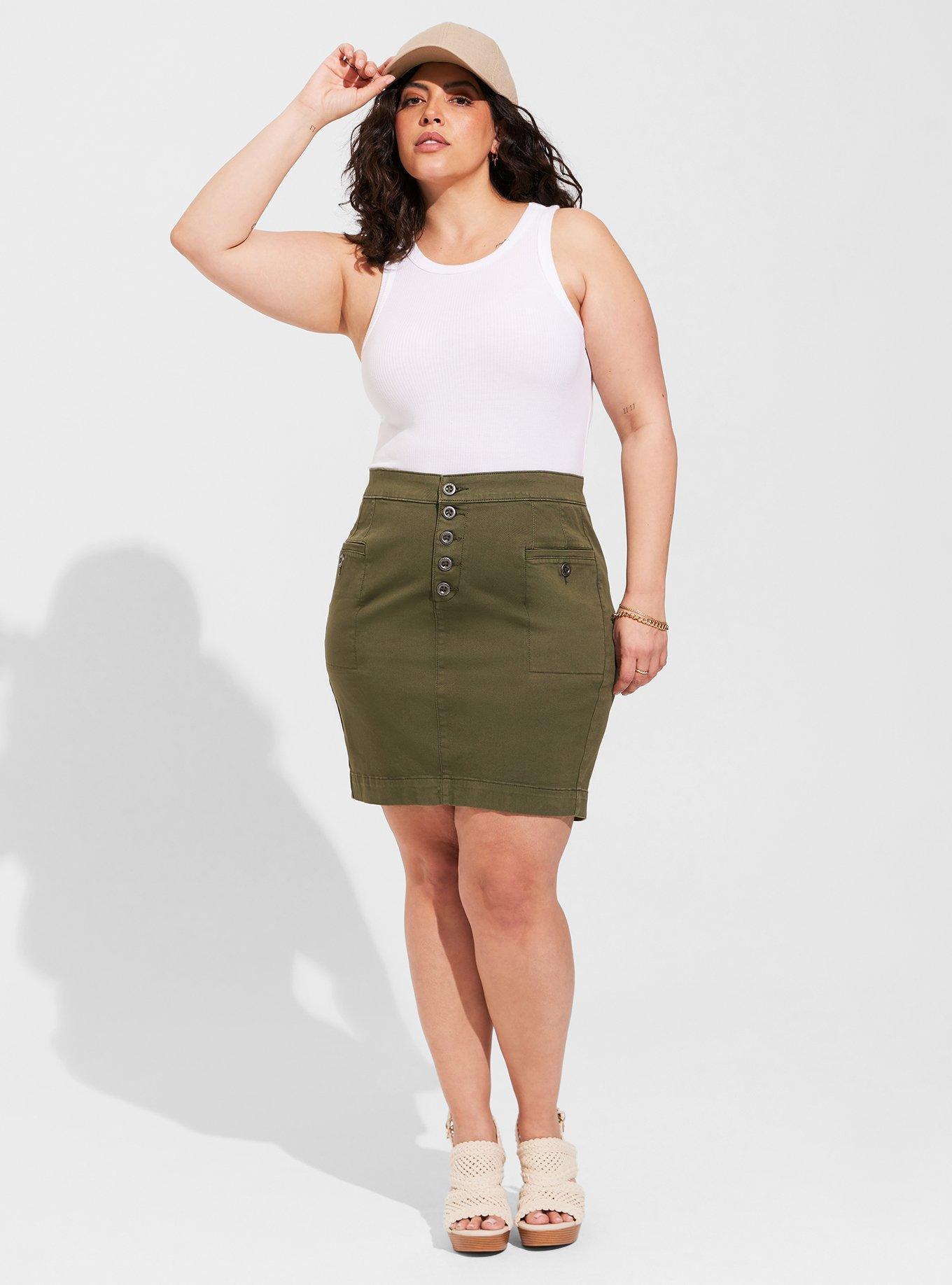 Plus Size - Mini Twill Button Fly Skirt - Torrid