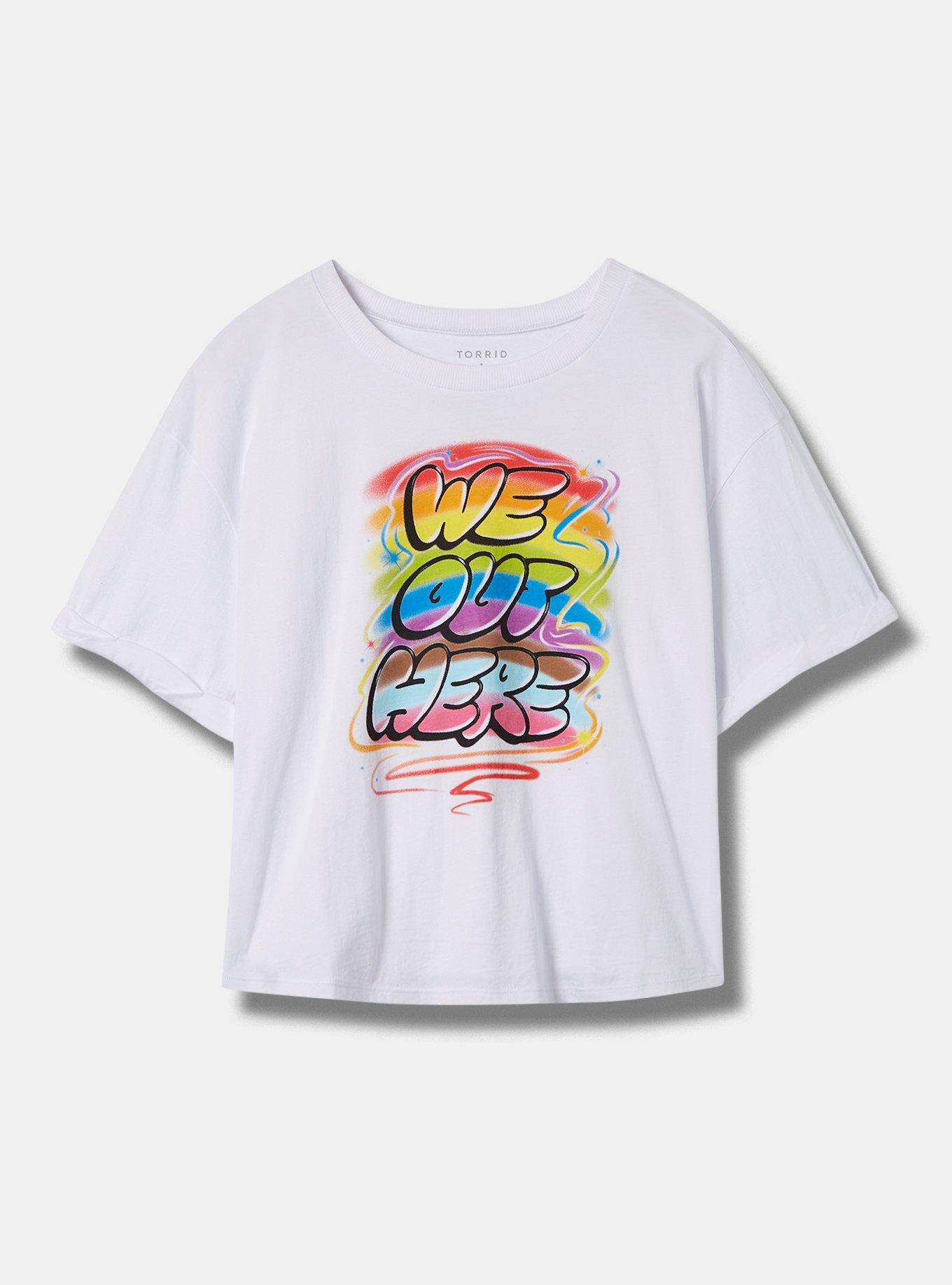 Plus Size - Pride We Out Here Relaxed Fit Cotton Crew Neck Roll Sleeve ...