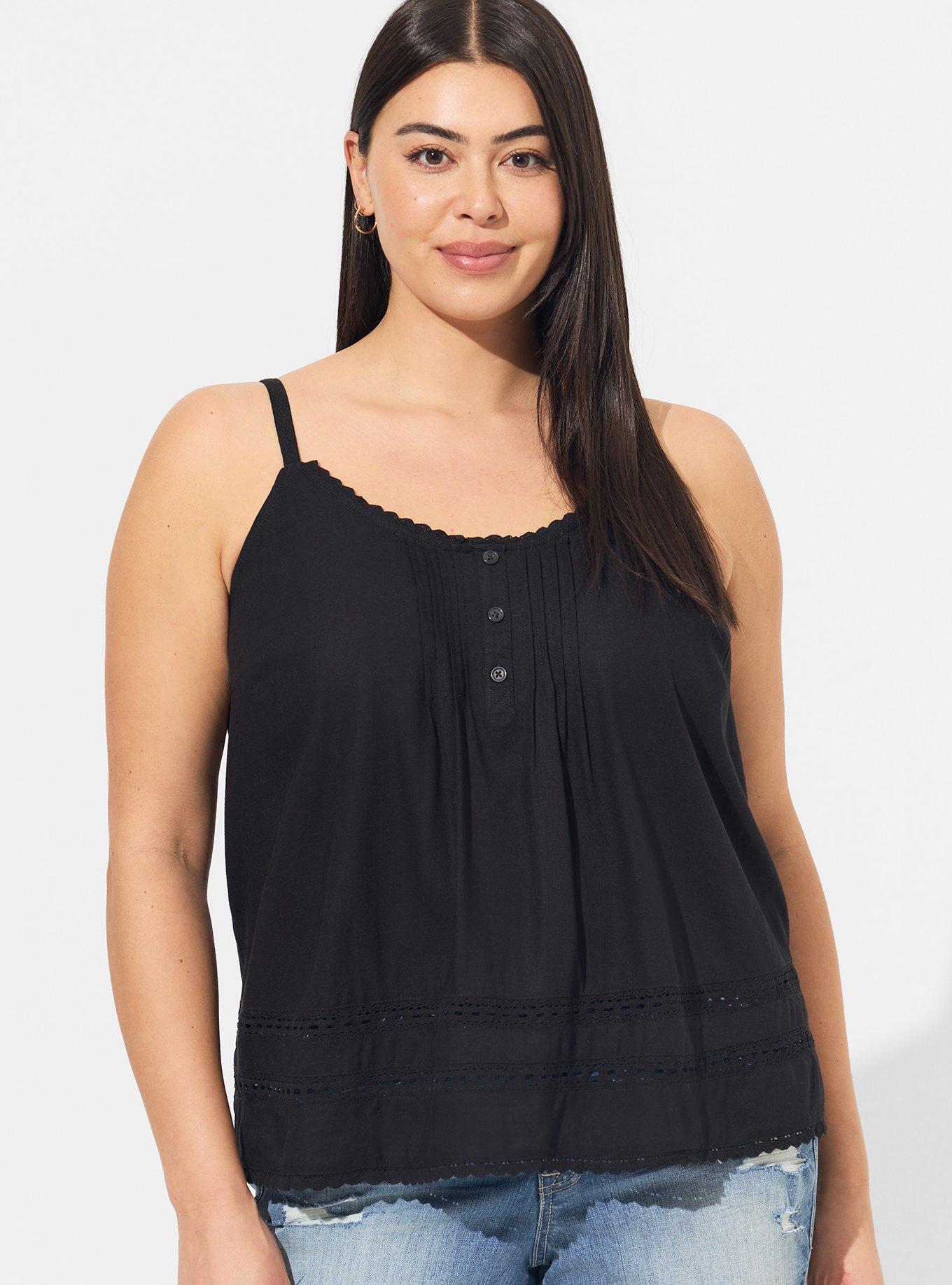 Plus Size - Linen Pintuck Crop Tank Top - Torrid