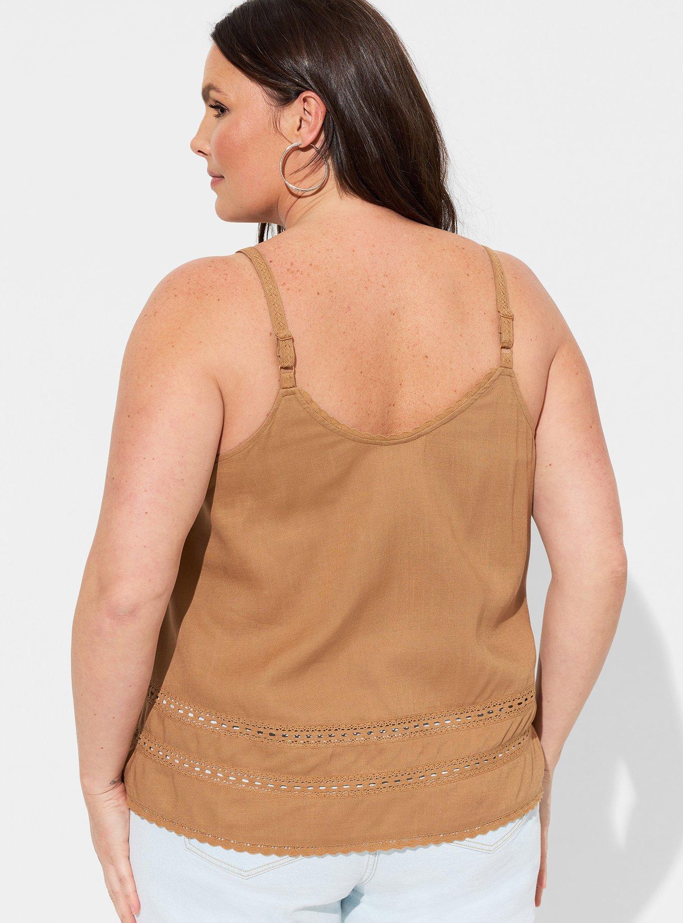 Plus Size - Linen Pintuck Crop Tank Top - Torrid