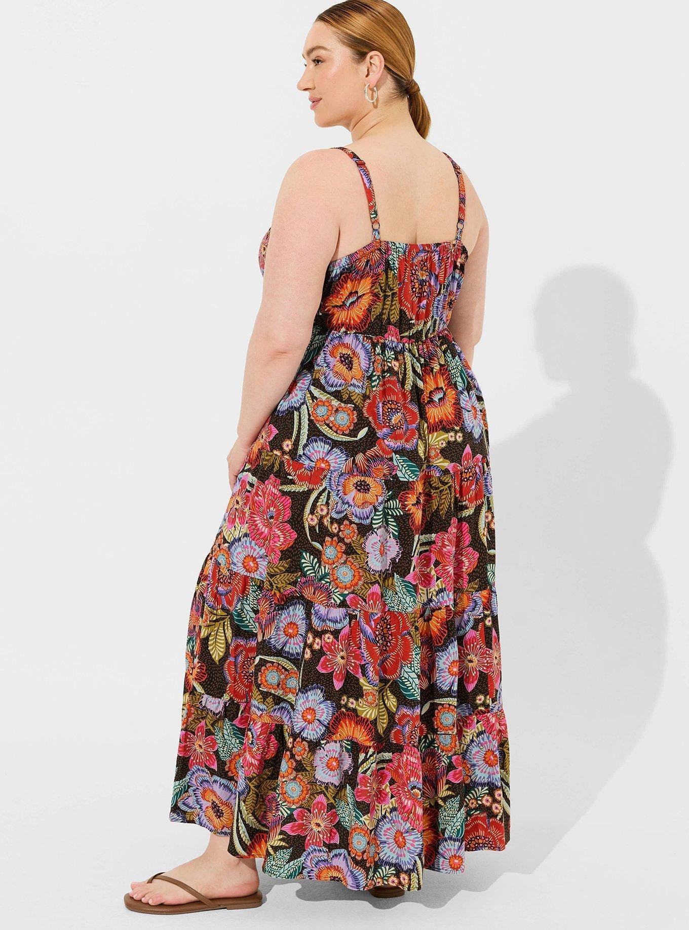 Plus Size - Maxi Challis Tiered Dress - Torrid