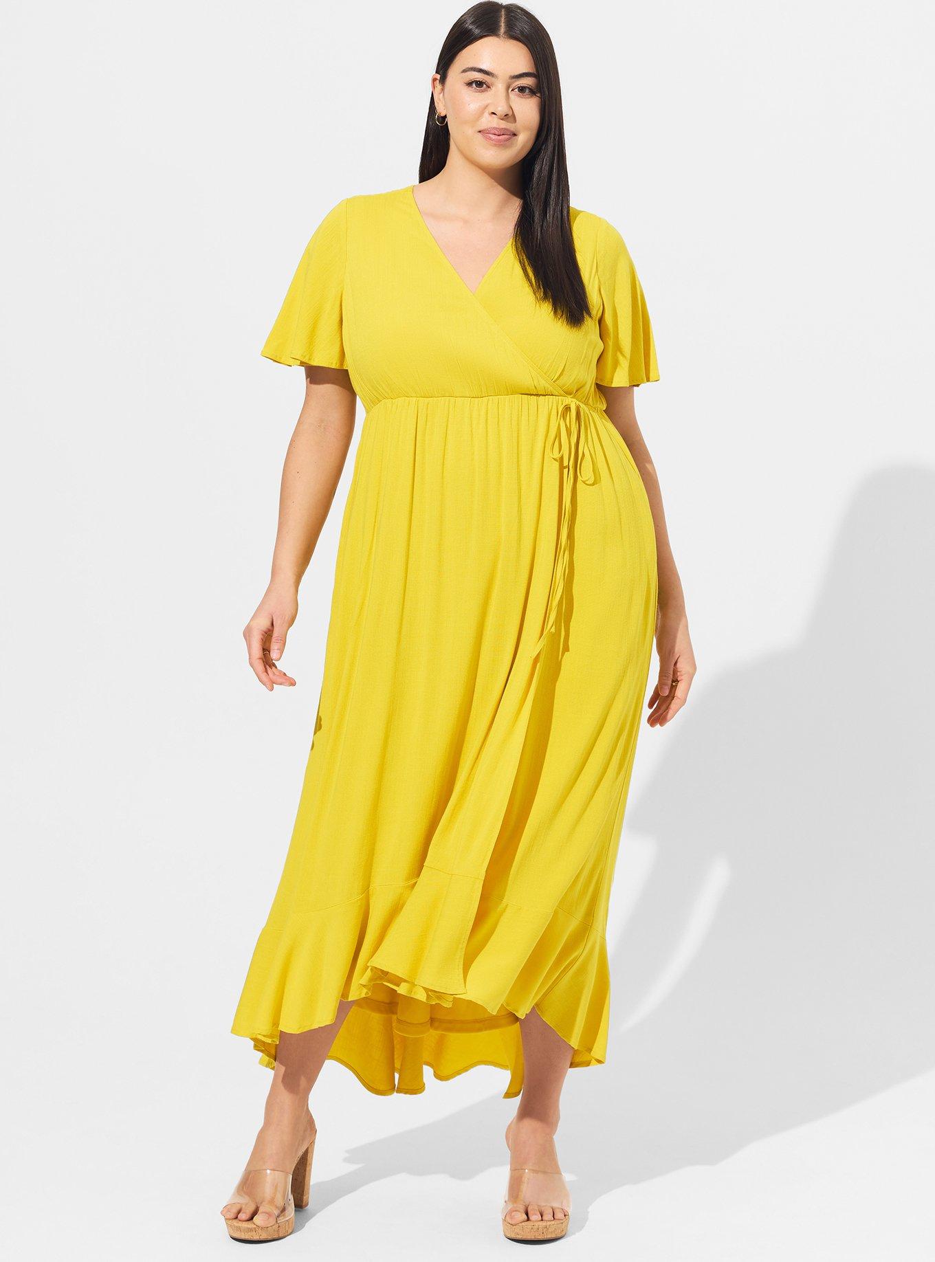 Plus Size - Maxi Rayon Slub Surplice Wrap Dress - Torrid