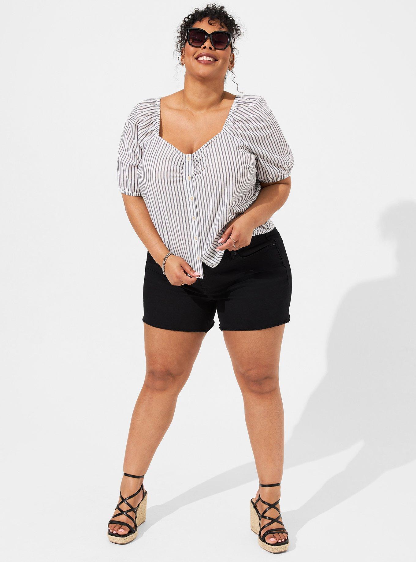 Plus Size - Seersucker Button Front Crop Top - Torrid