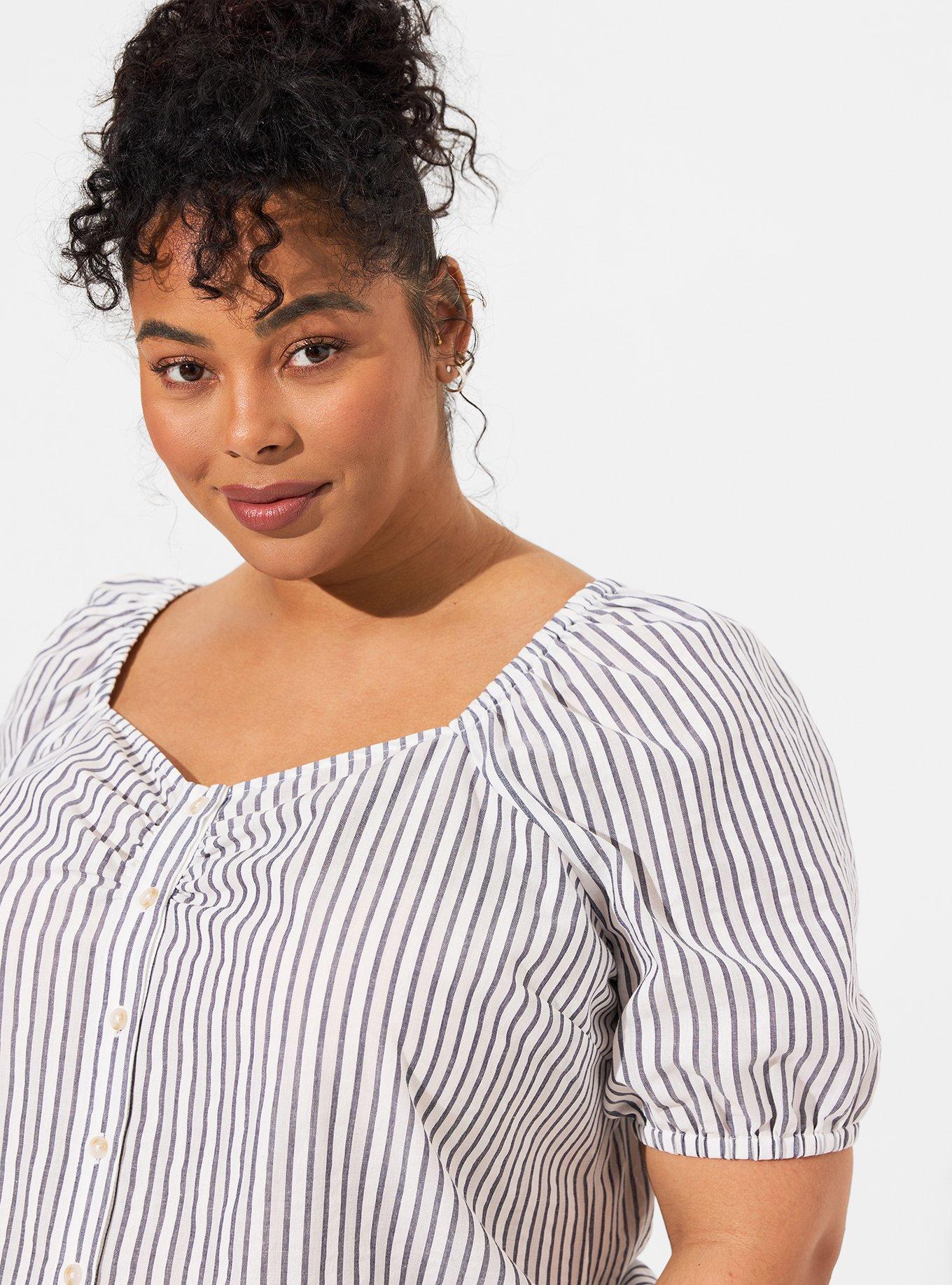 Plus Size - Seersucker Button Front Crop Top - Torrid