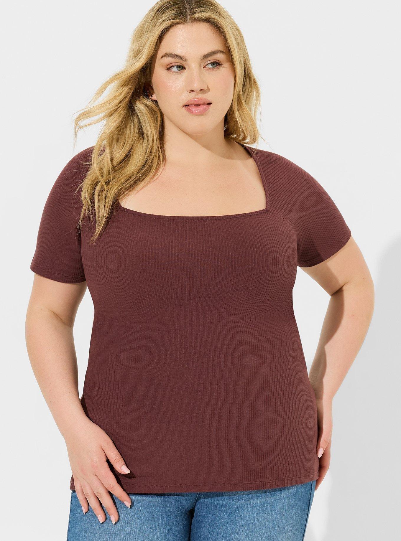 Plus Size - Fitted Super Soft Rib Square Neck Top - Torrid