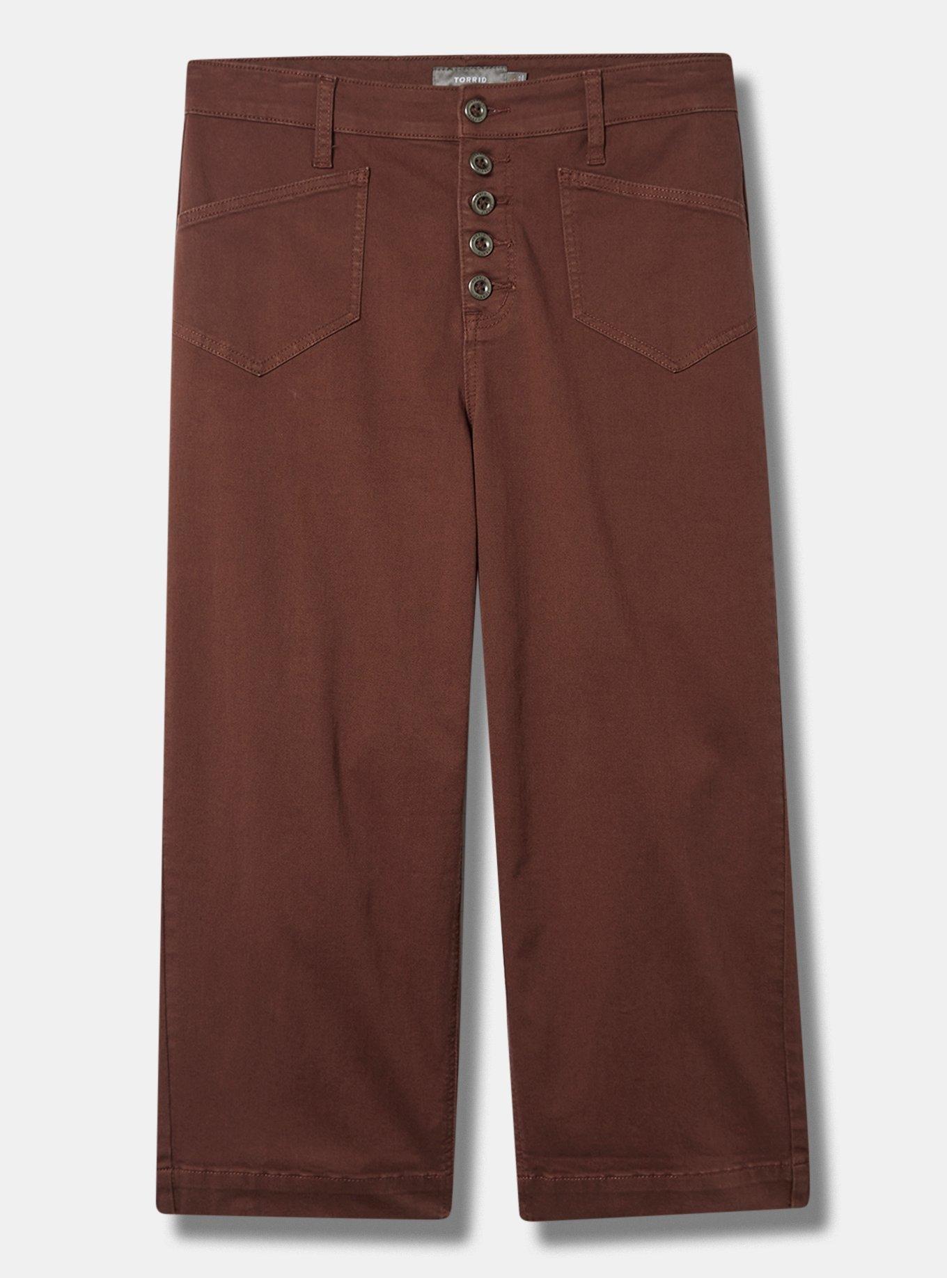 Plus Size - Crop Wide Leg Stretch Twill High Rise Patch Pocket Pant ...