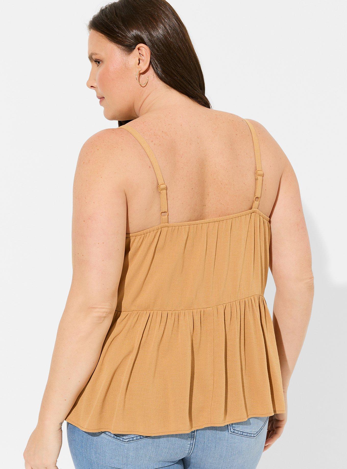 Plus Size - Washable Crinkle Gauze Sleeveless Crochet Tank - Torrid