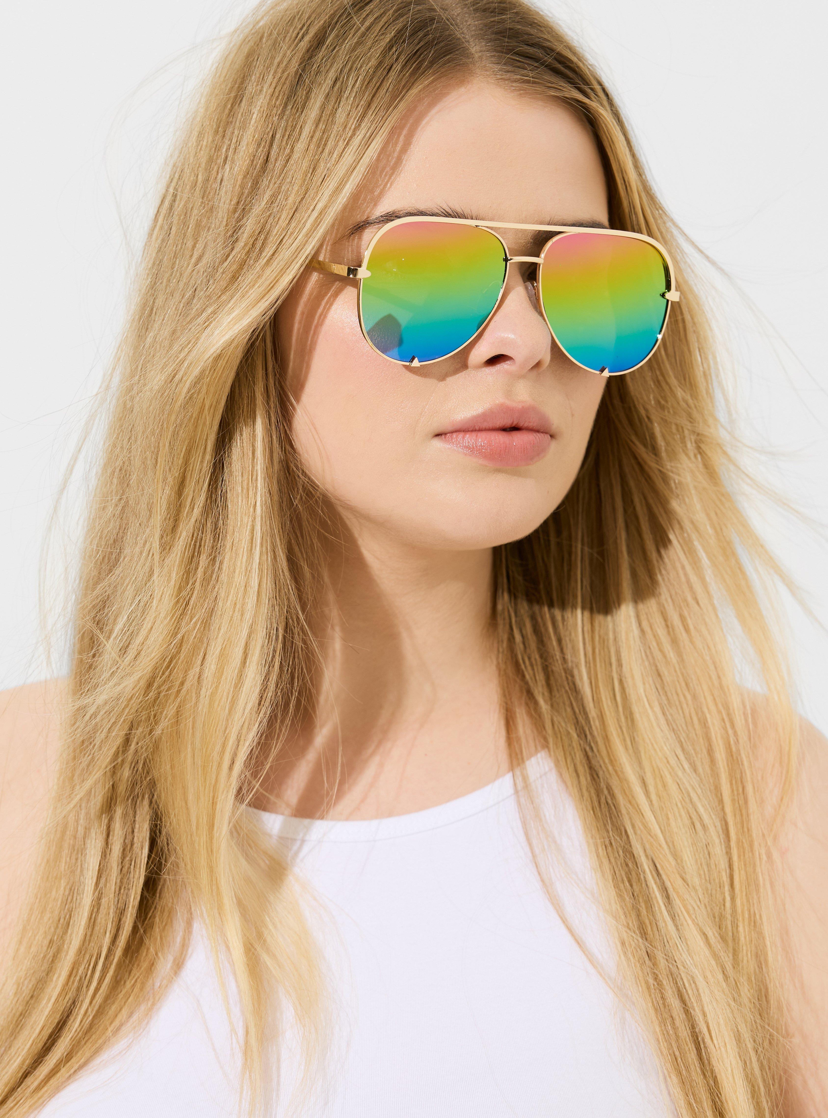 Plus Size - Aviator Reflective Lens Sunglasses - Torrid